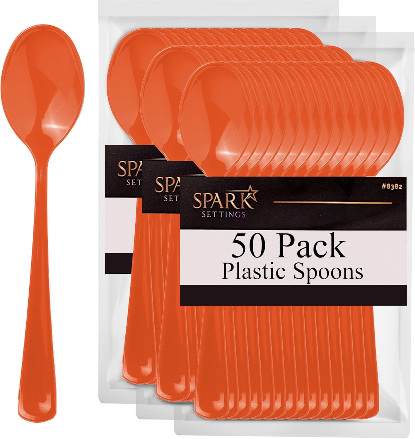 Amazon.com: SparkSettings Disposable Orange Plastic Spoons - Heavy Duty ...