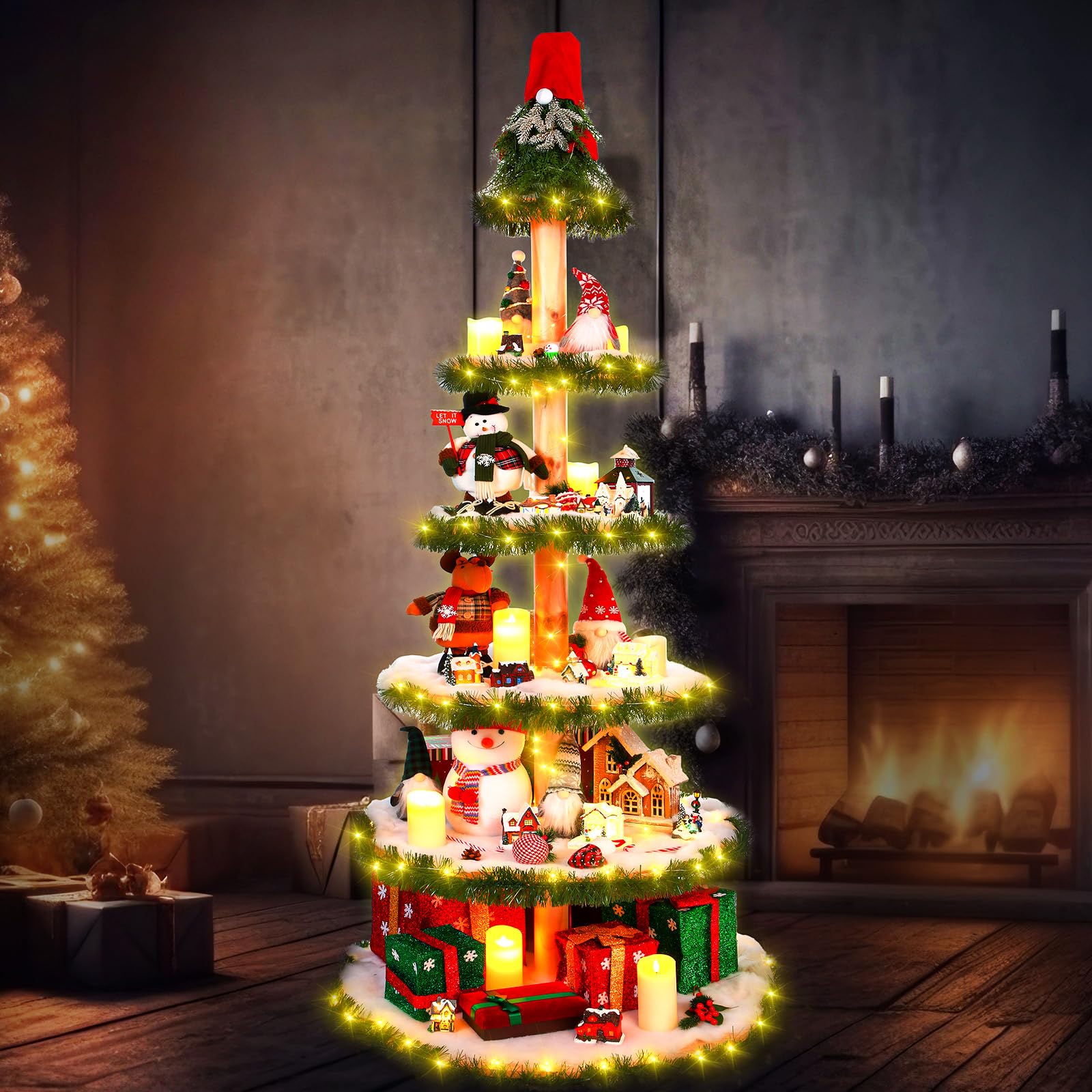 Wood Tree Christmas Village Display Village Christmas Tree