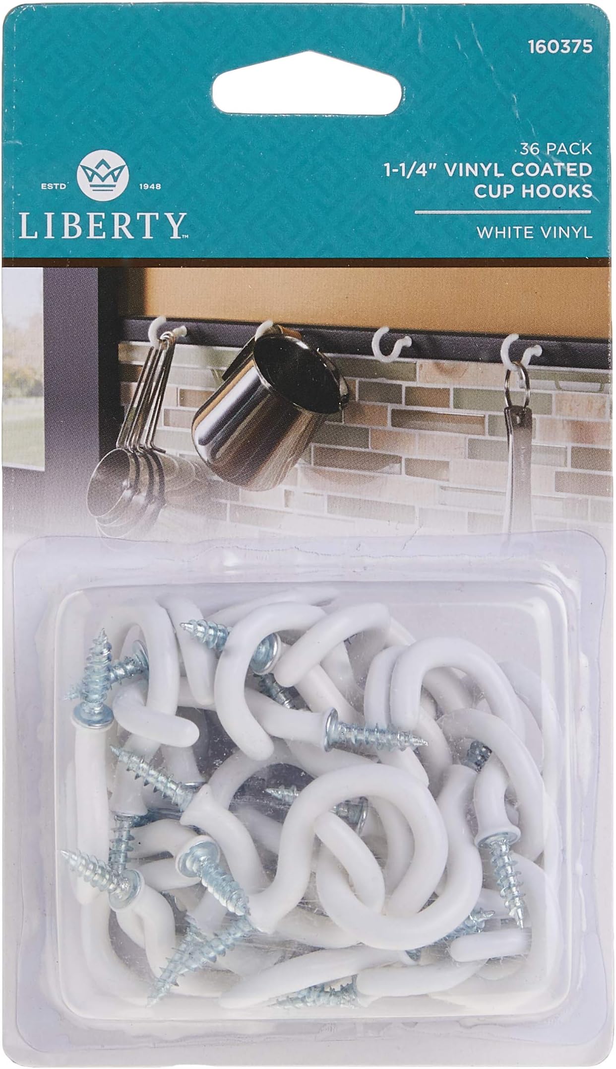 Amazon.com: ARROW 160375 1-1/4" Vinyl Coated Cup Hooks (Pack of 36 ...