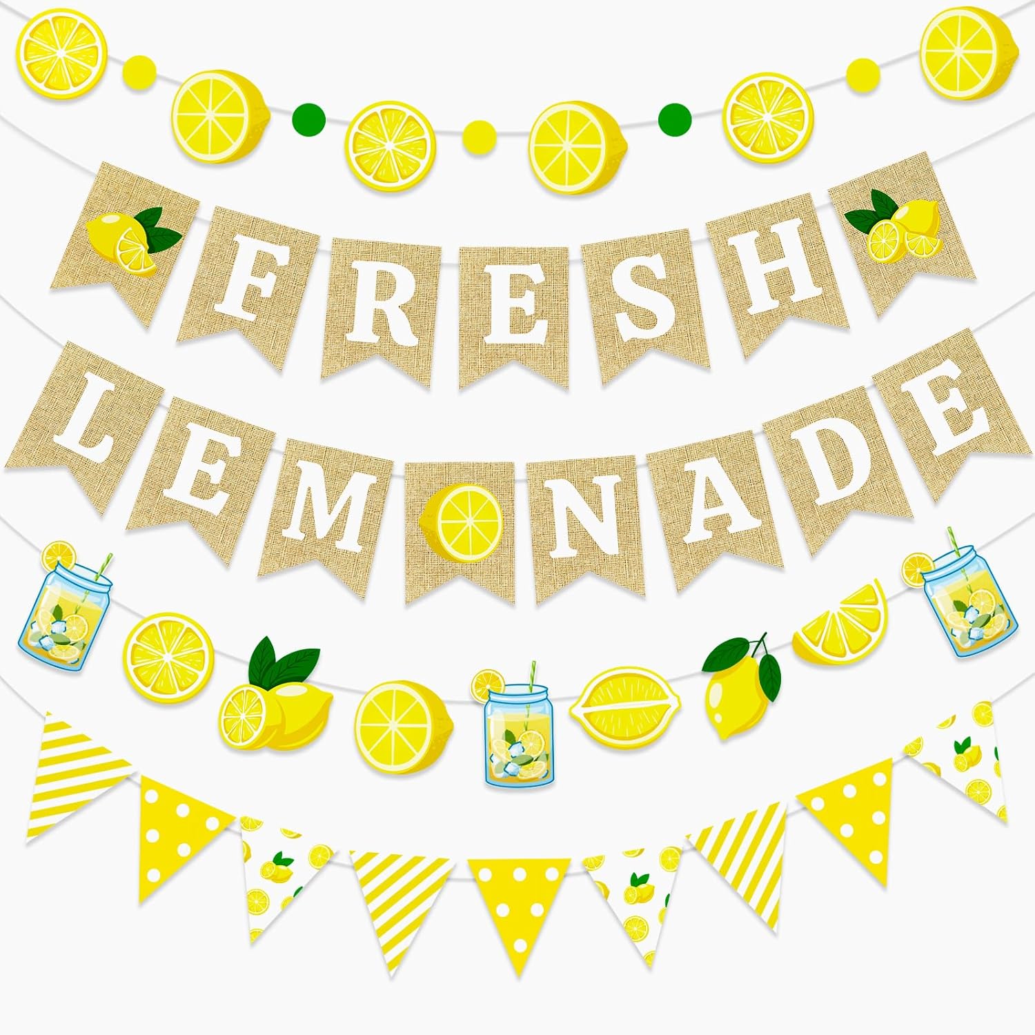 Amazon.com: 5pcs Lemonade Stand Party Decorations – Lemon Sign Burlap ...