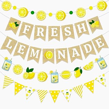Amazon.com: 5pcs Lemonade Stand Party Decorations – Lemon Sign Burlap ...
