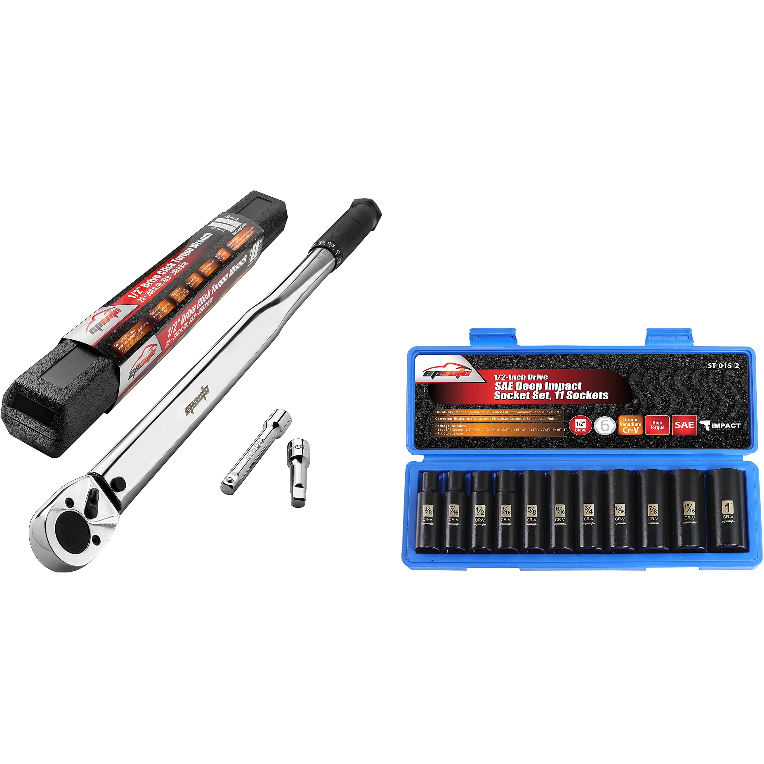 EPAuto 1/2-Inch Drive Click Torque Wrench 1/2-Inch Drive SAE Deep ...