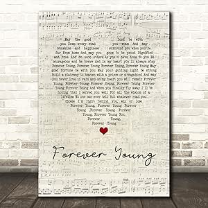 Amazon.com: Forever Young Script Heart Song Lyric Quote Wall Art Gift ...