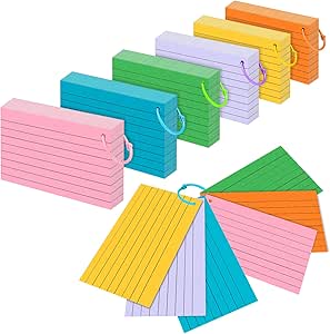 Amazon.com : 300 Pcs Index Cards 3x5 Ruled Flash Cards with Colorful Binder Rings Colored ...