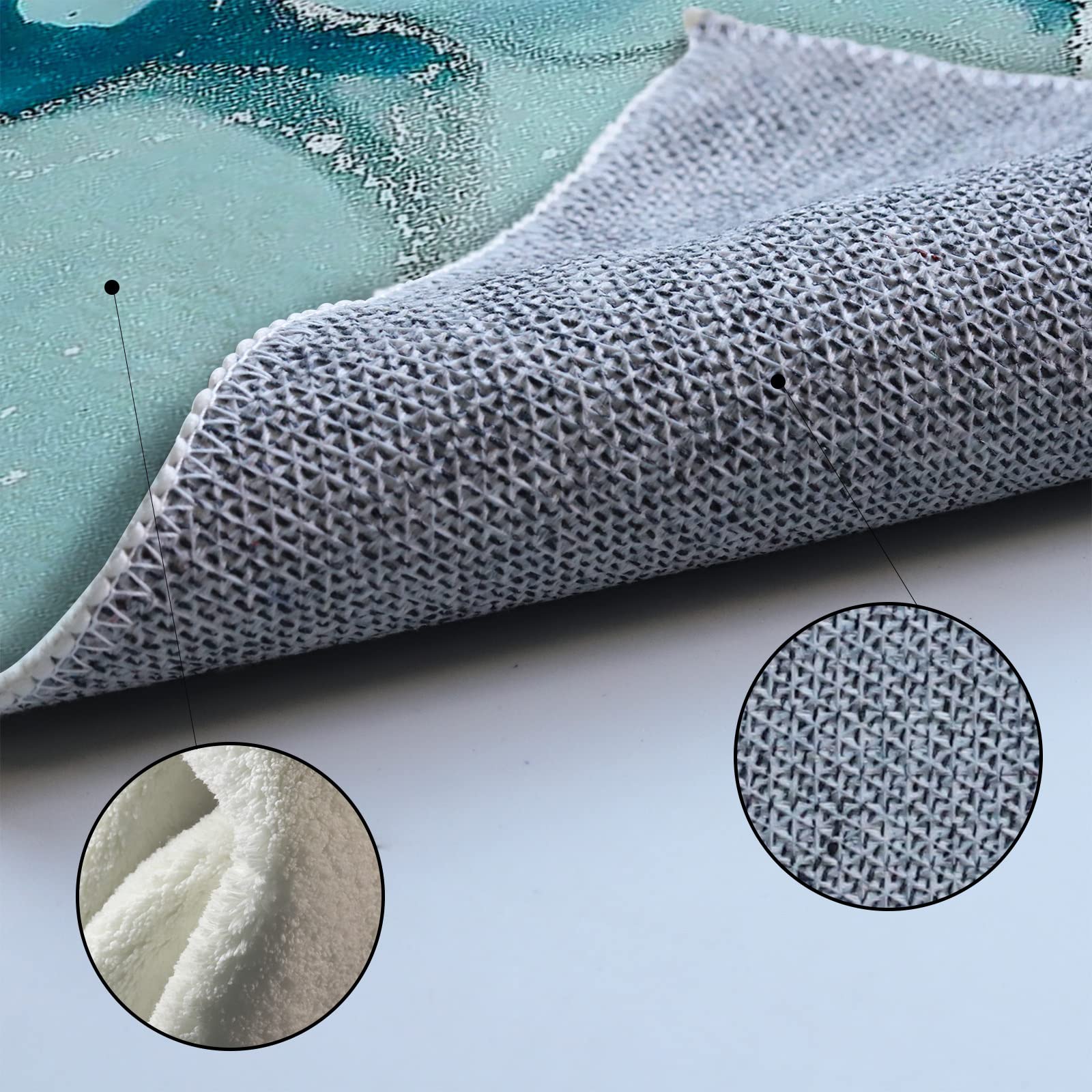 Marble Texture Kitchen Mat Set of 2, Blue to Grey Light Granite Silver ...