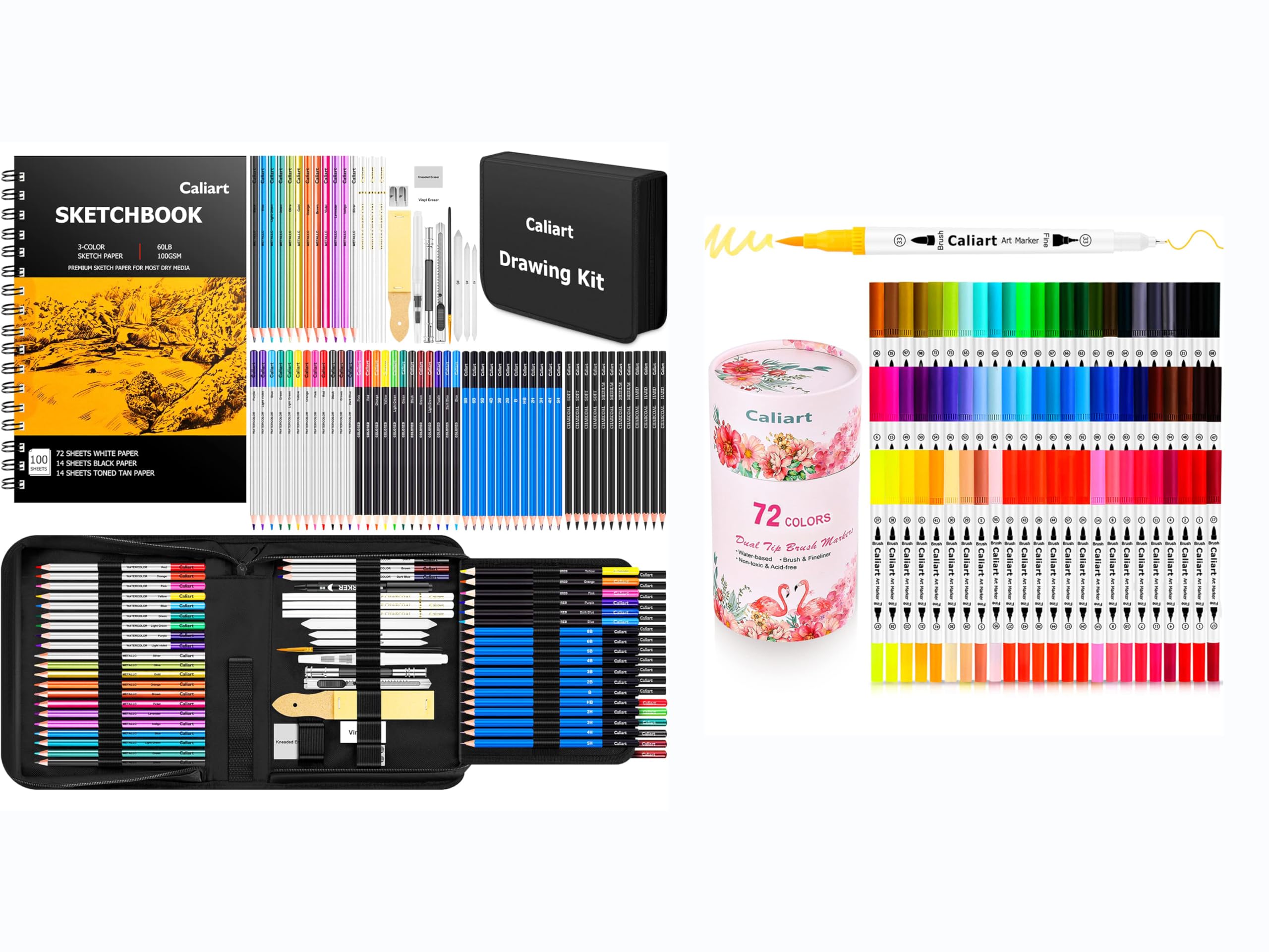 Amazon.com : Caliart Sketching Kit & Brush Pens : Arts, Crafts & Sewing