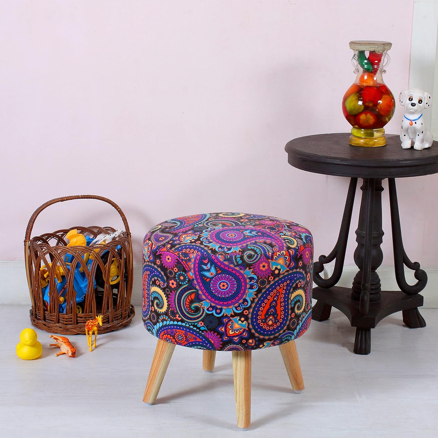 Shadowkart Pouffes Sitting Stool for Living Room, Mudda Puffy Wooden ...