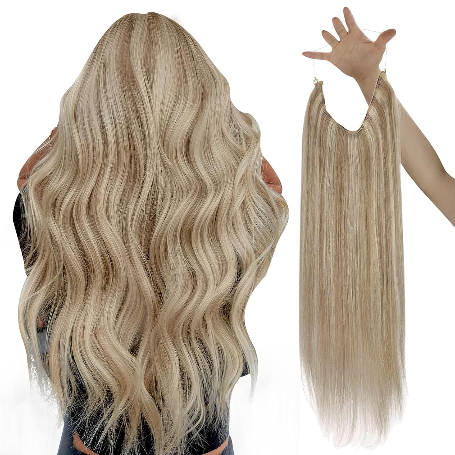 Amazon.com : 2 Packs Clip in Hair Extensions and Wire Extensions Bundle ...