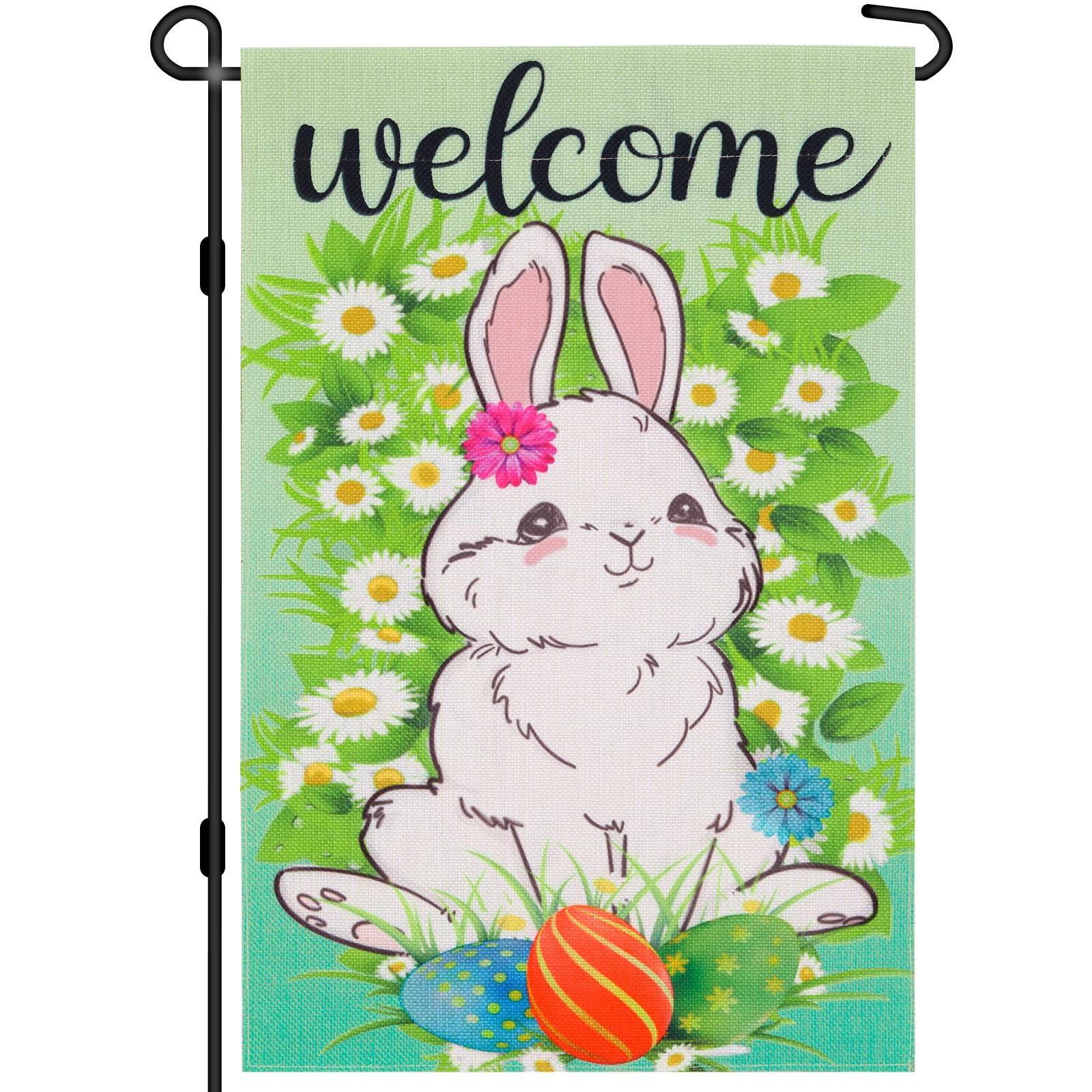 Amazon.com: QUQULE Easter Garden Flag 12x18 Inch, Floral Rabbit Double ...