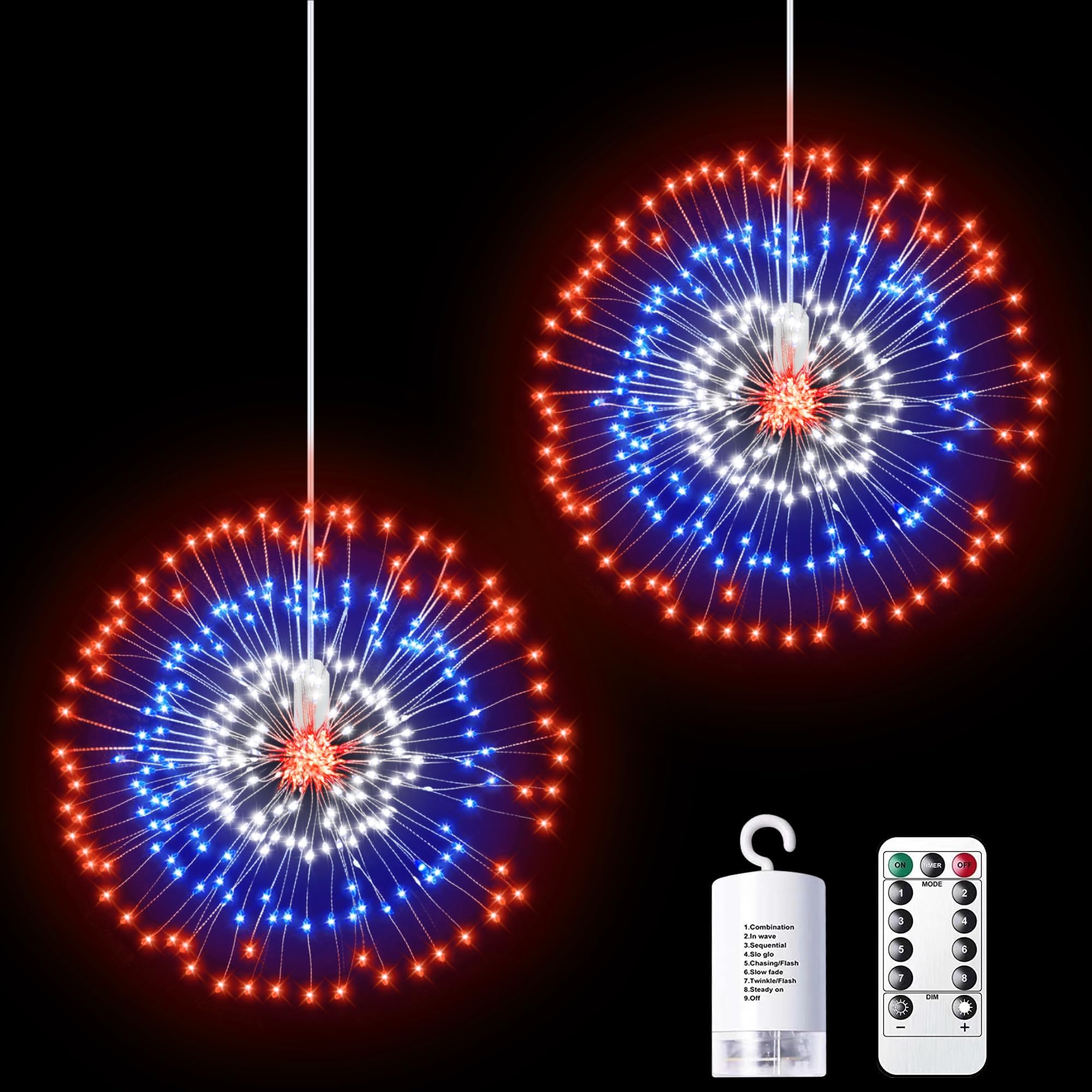 [ Timer & Remote Control ] 4 Pack 4th of July Decorations,Patriotic ...