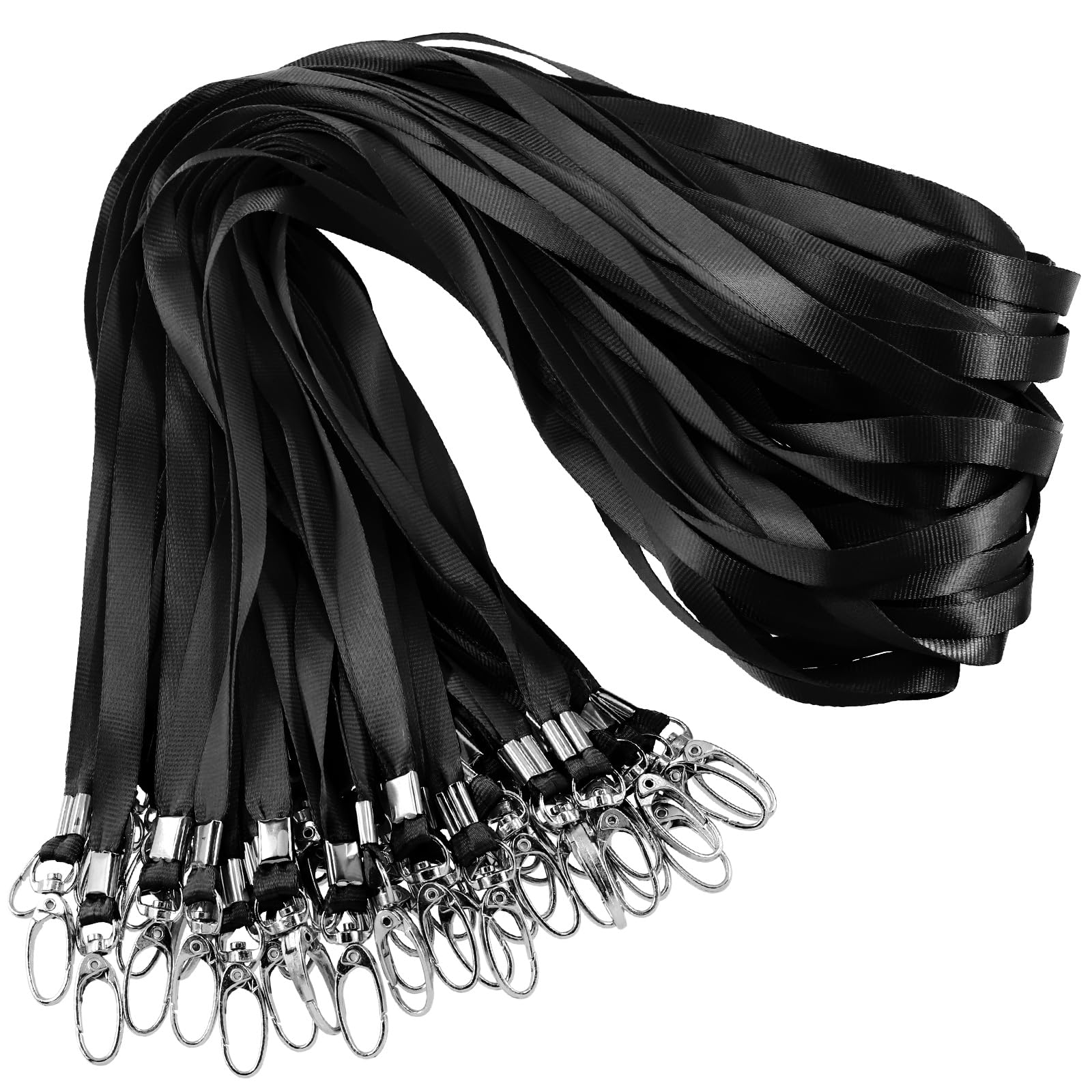 Tanstic 50Pcs Black Lanyards Kit, Flat Lanyard Bulk with Swivel Hook ...