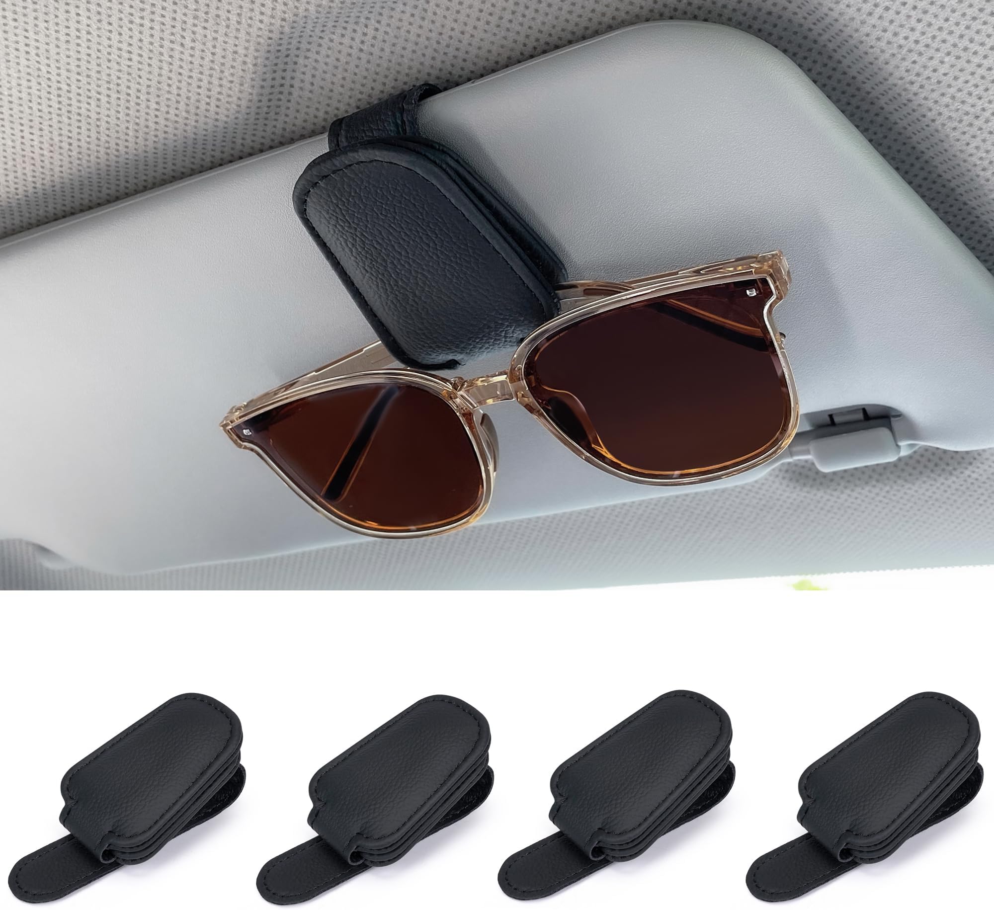 Amazon.com: Sunglasses Holders for Car Sun Visor, Magnetic Leather ...