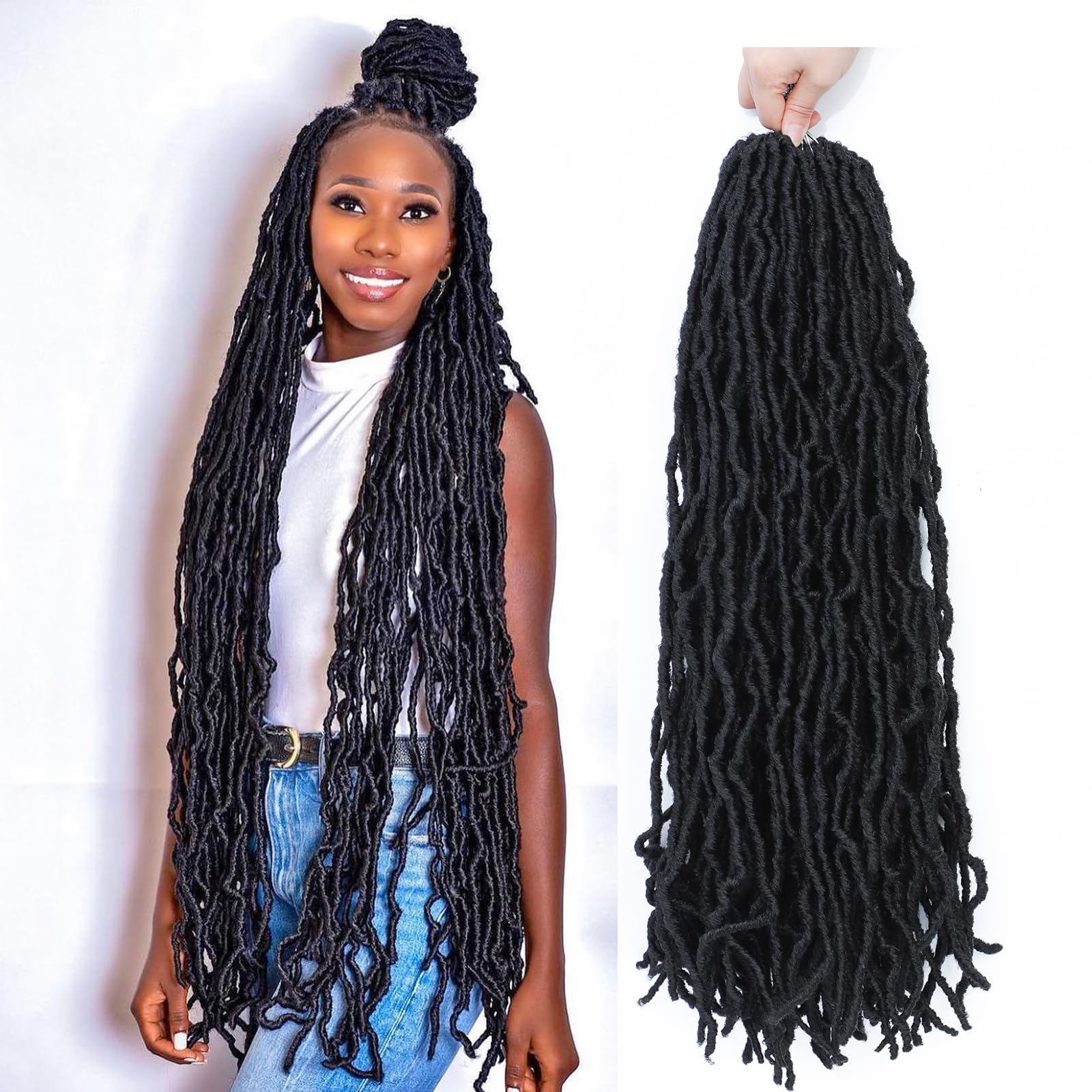 Forevery Faux Locs Crochet Hair 32 Inch Soft Locs Crochet Hair 8 Packs ...
