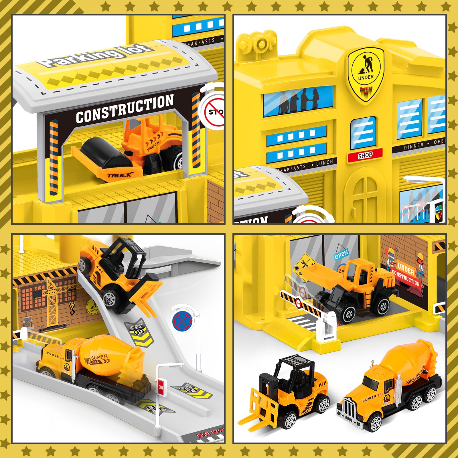 deAO Construction Vehicle Toy, Educational Construction Parking Toy ...