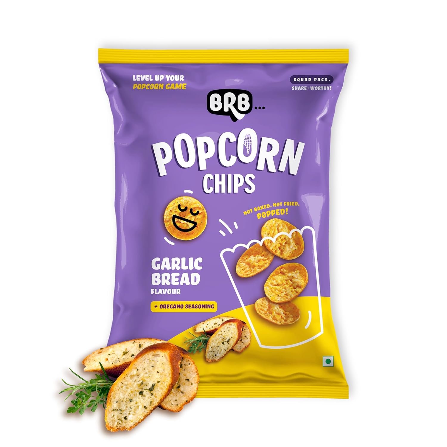 BRB Corn Popped Chips | Garlic Bread Flavour | Not Fried, Not Baked ...