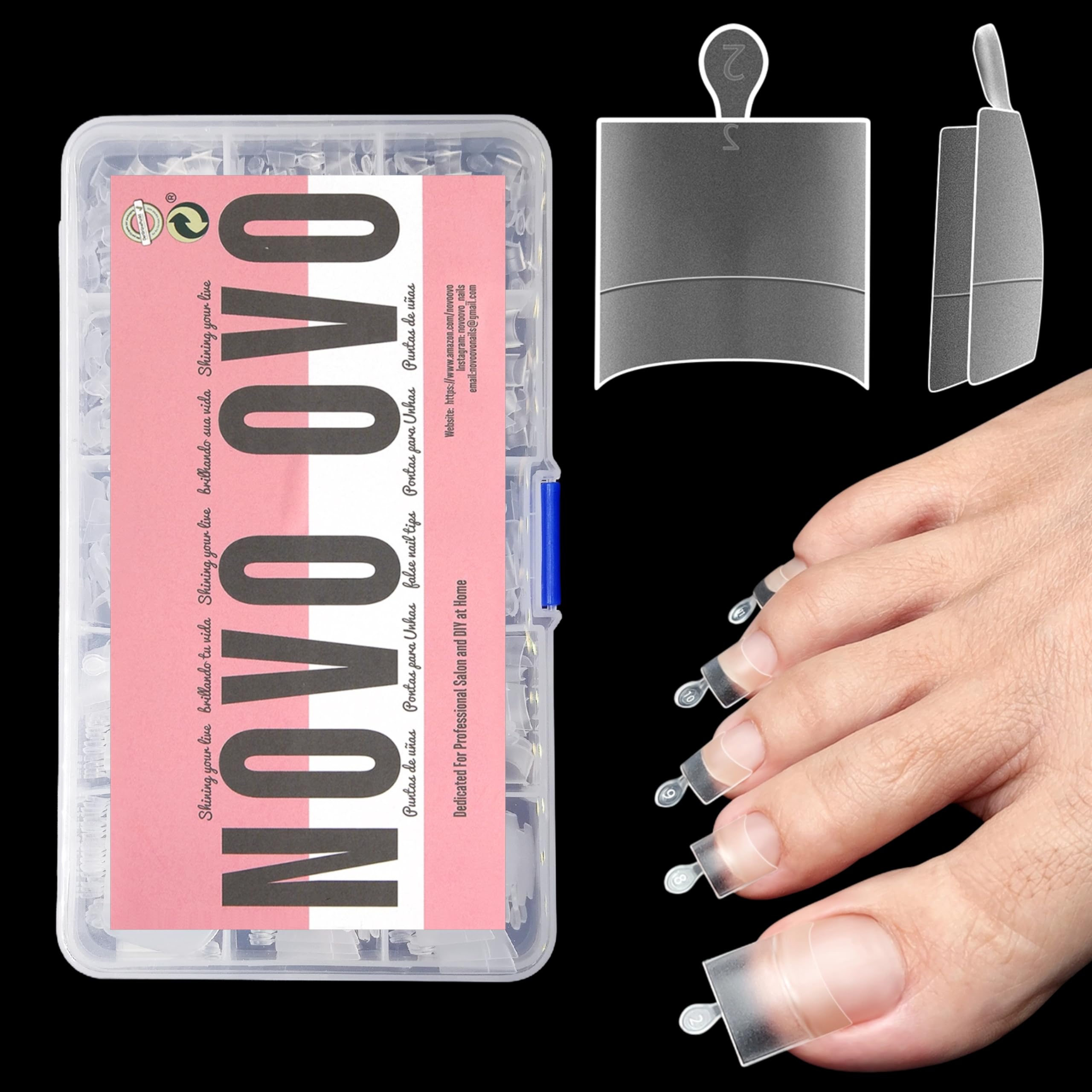 Amazon.com: NOVO OVO Fake Toe Nail Tips, Soft Gel Toenail Extension ...