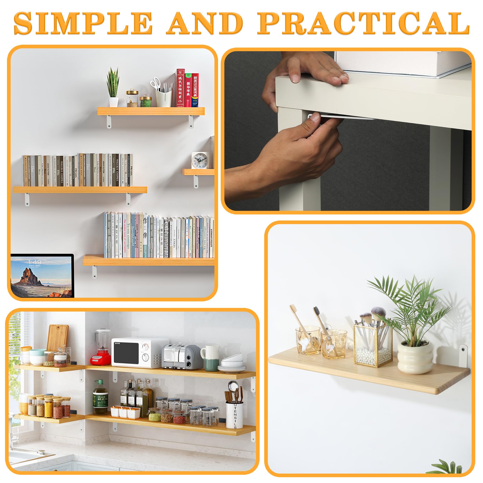 Snapklik.com : Alise 12 Pack Floating Shelf Brackets,White Heavy Duty L ...