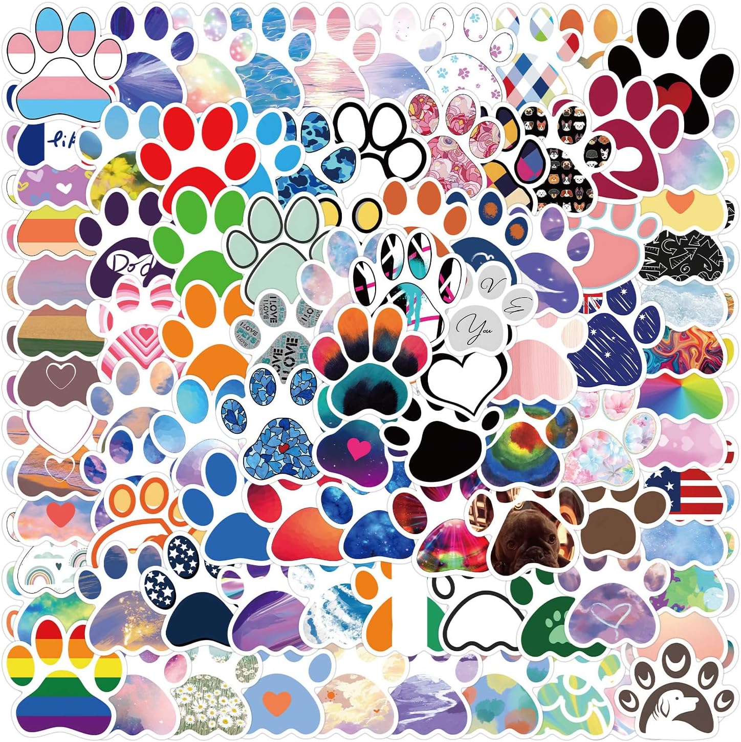 100 Pcs Paw Print Stickers,Dog Paw Stickers,Cute Cat Dog Paw Stickers ...