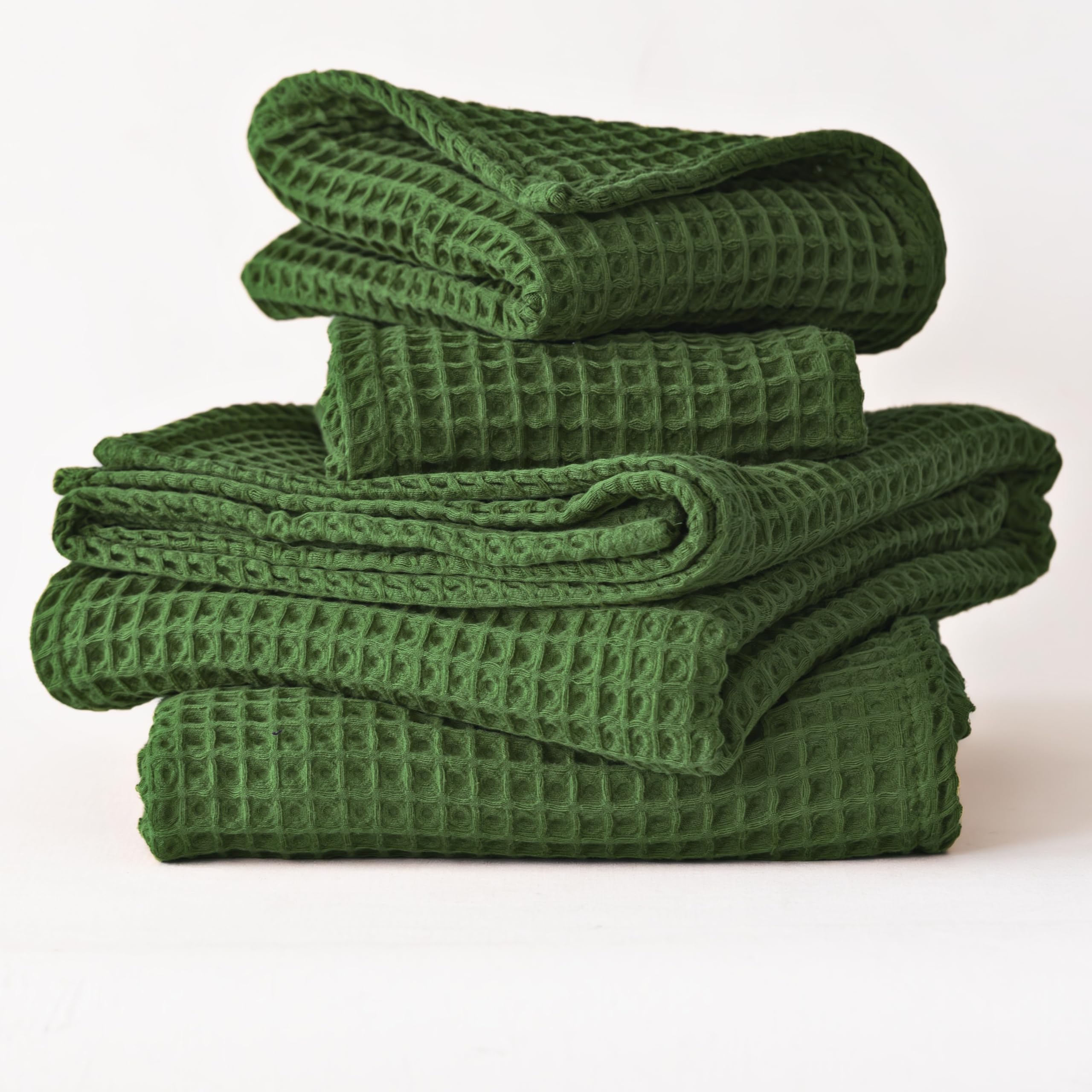 Amazon.com: Viva Maison Waffle Towels for Bathroom Set of 4, Luxury ...