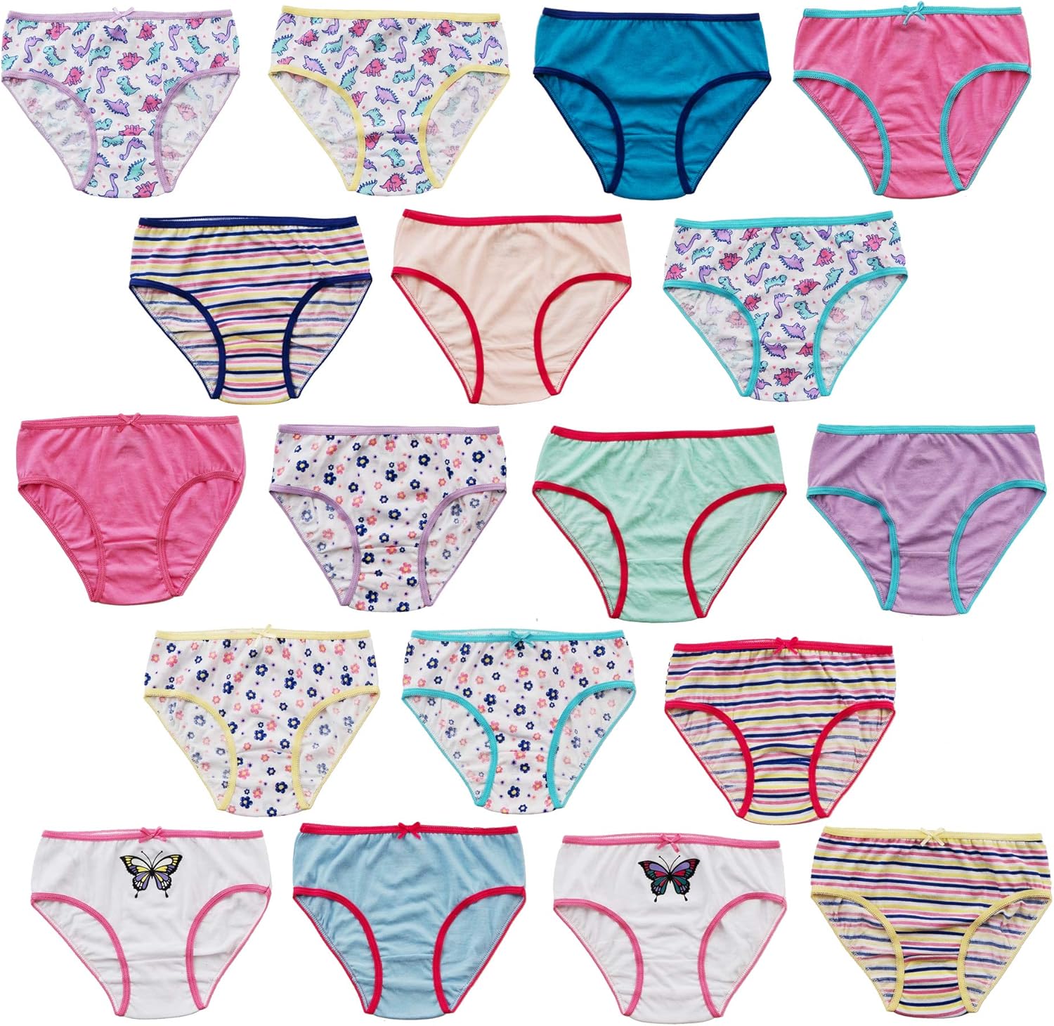 Alyce Intimates Pack of 18 Girls Cotton Brief, Assorted Solids & Prints ...