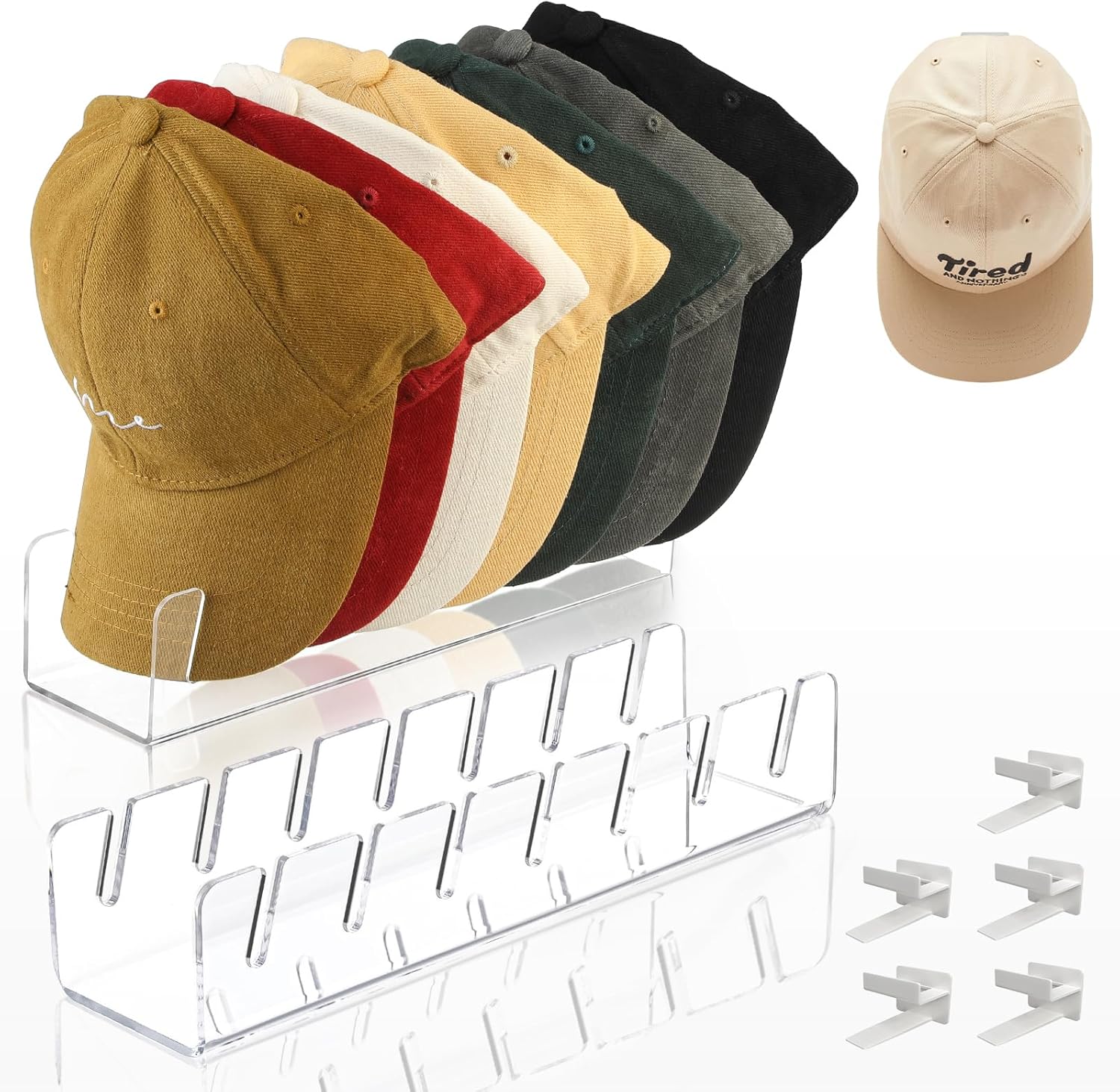 Amazon.com: Lokuc Hat Stand for Baseball Caps Set, Contains 2 Hat ...
