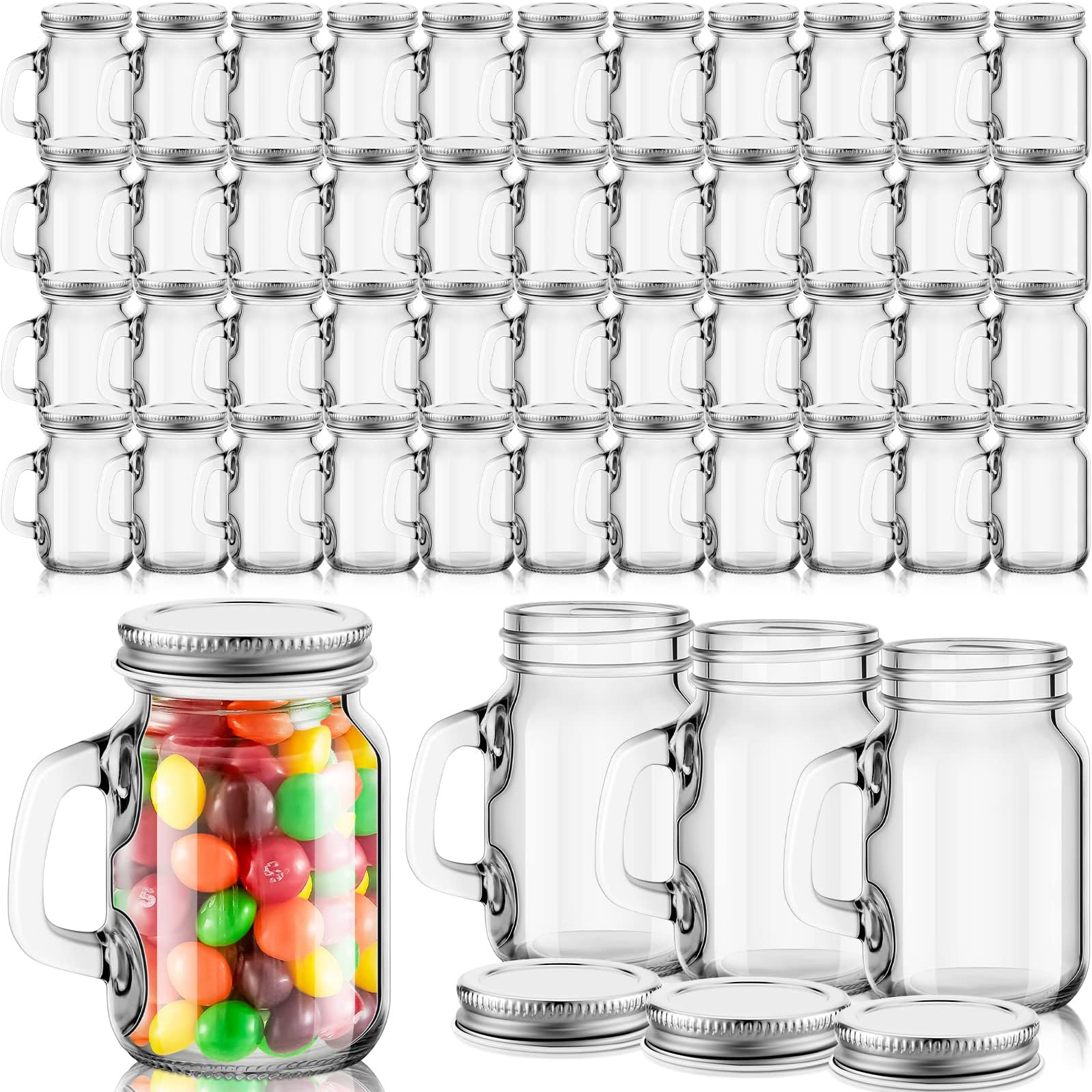 Amazon.com: 48 Pack Mini Mason Jars – Clear Jar Set with Gold Lids for ...