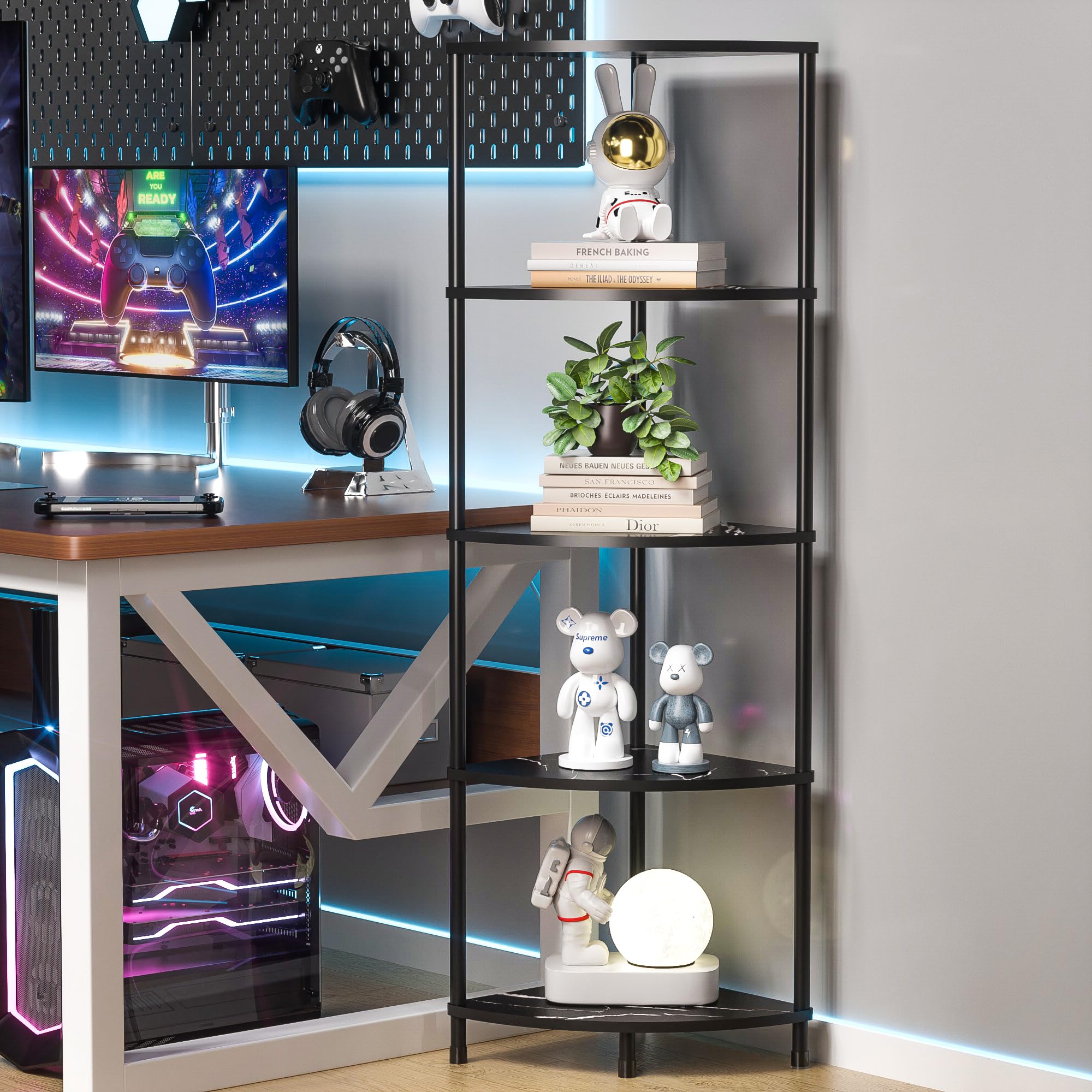 5-Tier Corner Sehlf Marble Black : Amazon.ca: Home