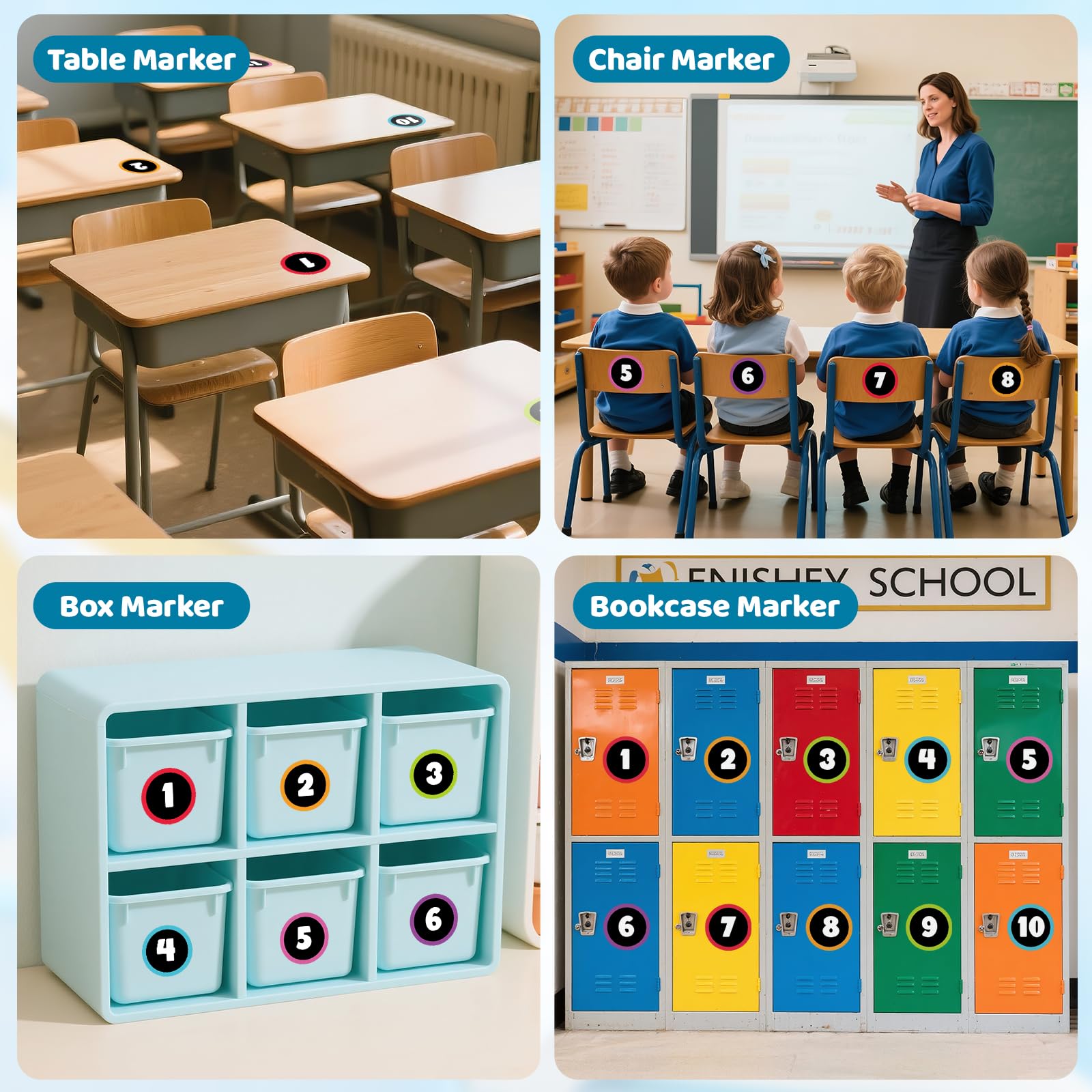 Snapklik.com : Anwyll Line Up Spots For Classroom Floor 36Pcs 4 Number ...