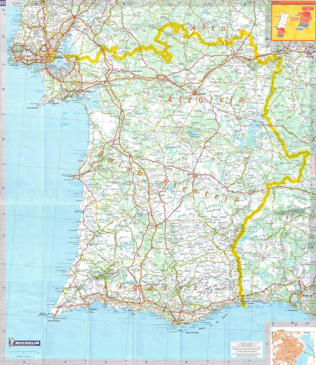 Michelin Regional Wall Map of Portugal - South & Algarve (a ...