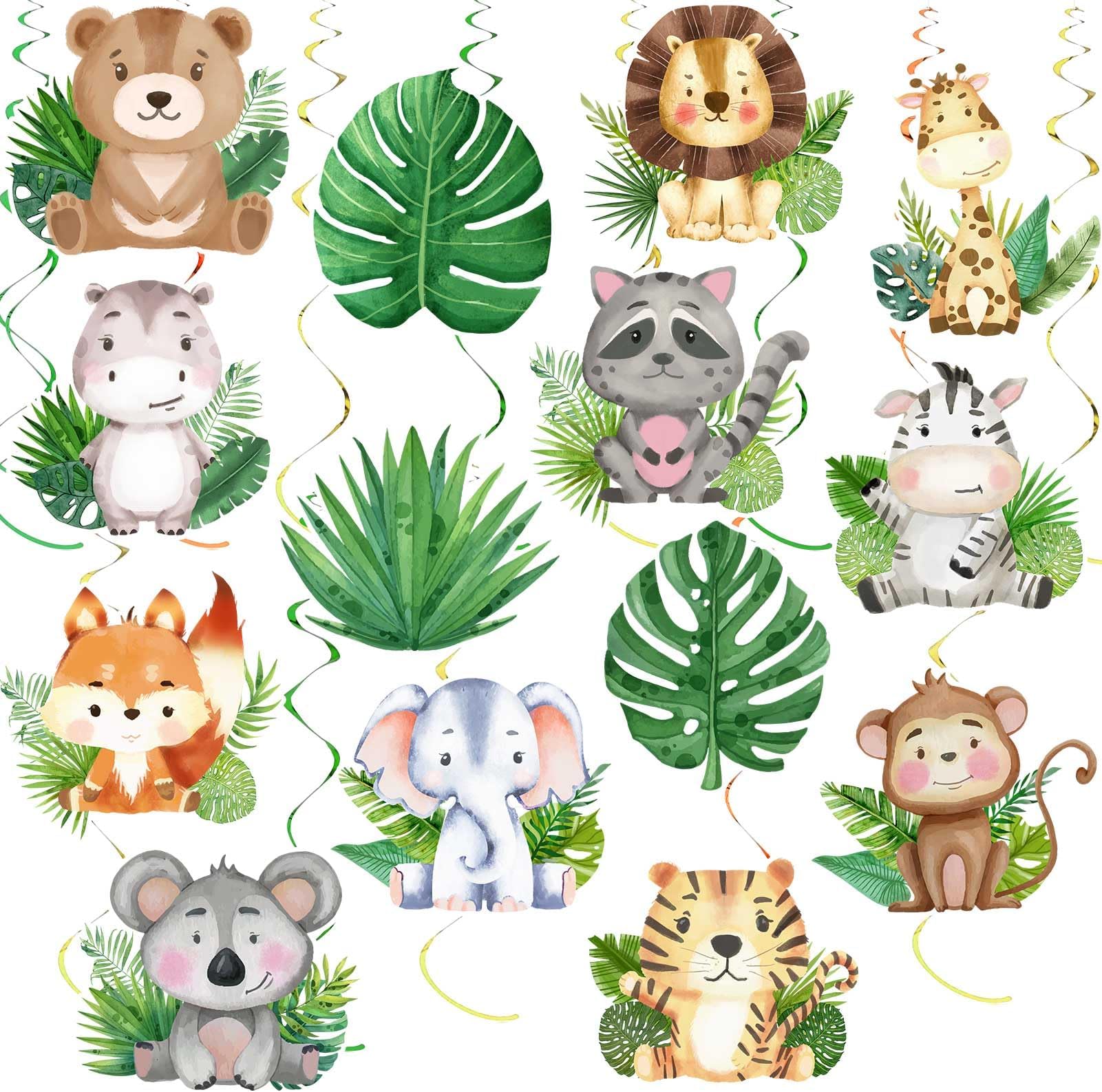 Amazon.com: 36 Pieces Safari Animals Cutouts Jungle Party Cut-Outs ...