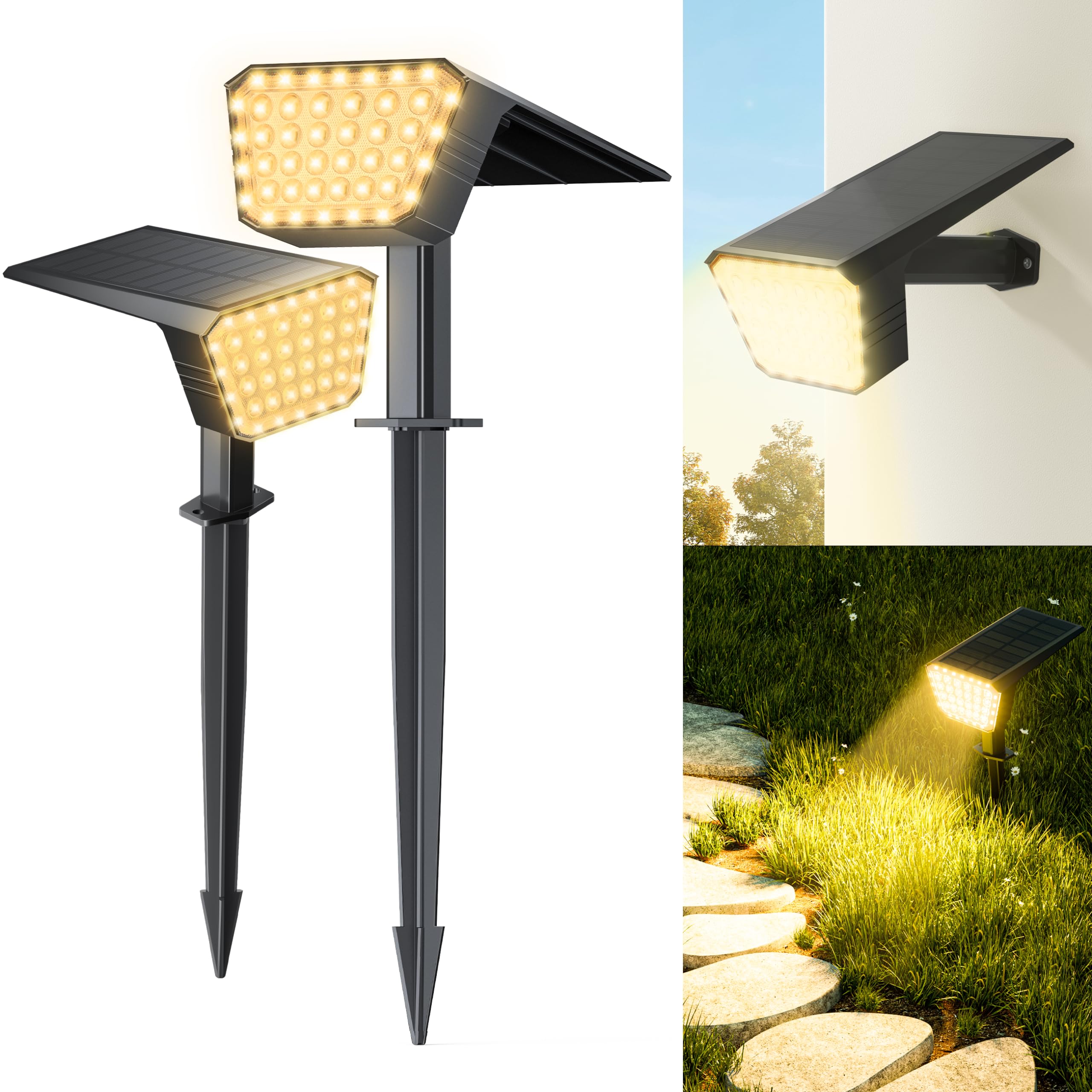 DEALGADGETS Solar Spot Lights Outdoor, IP65 Waterproof 44 LED Landscape ...