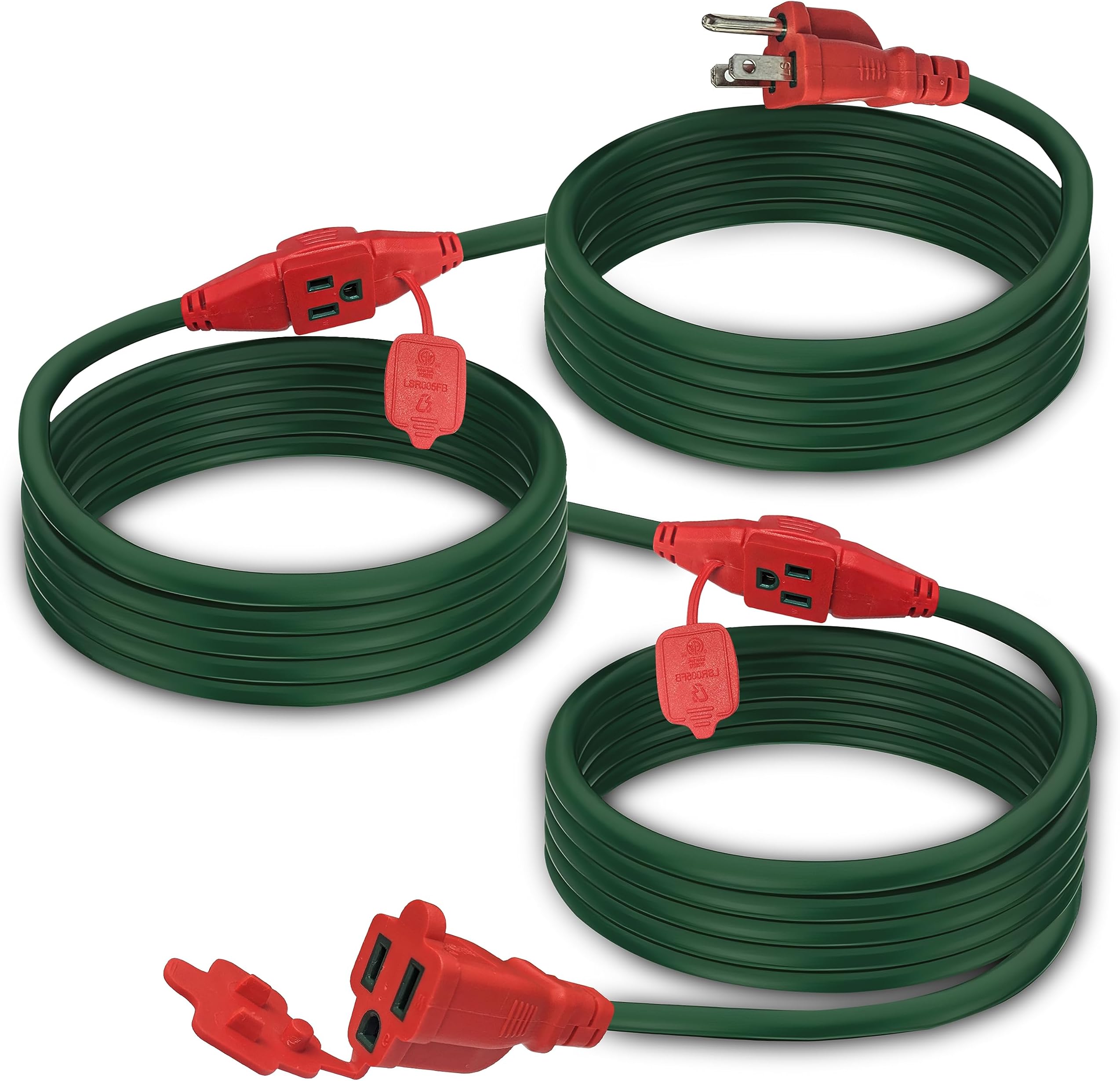 DEWENWILS 25Ft Outdoor Extension Cord Multiple Outlets, Evenly Spaced 3 ...