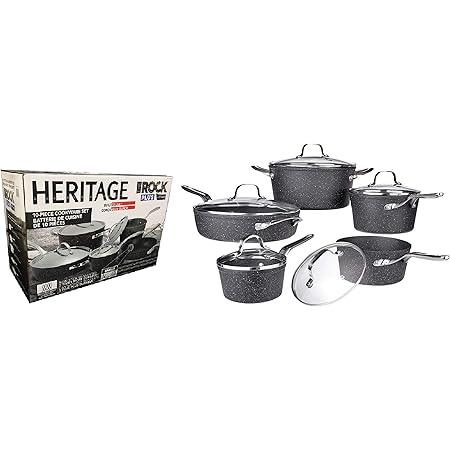 Amazon.com: Heritage the rock plus 10-piece cookware set: Kitchen & Dining