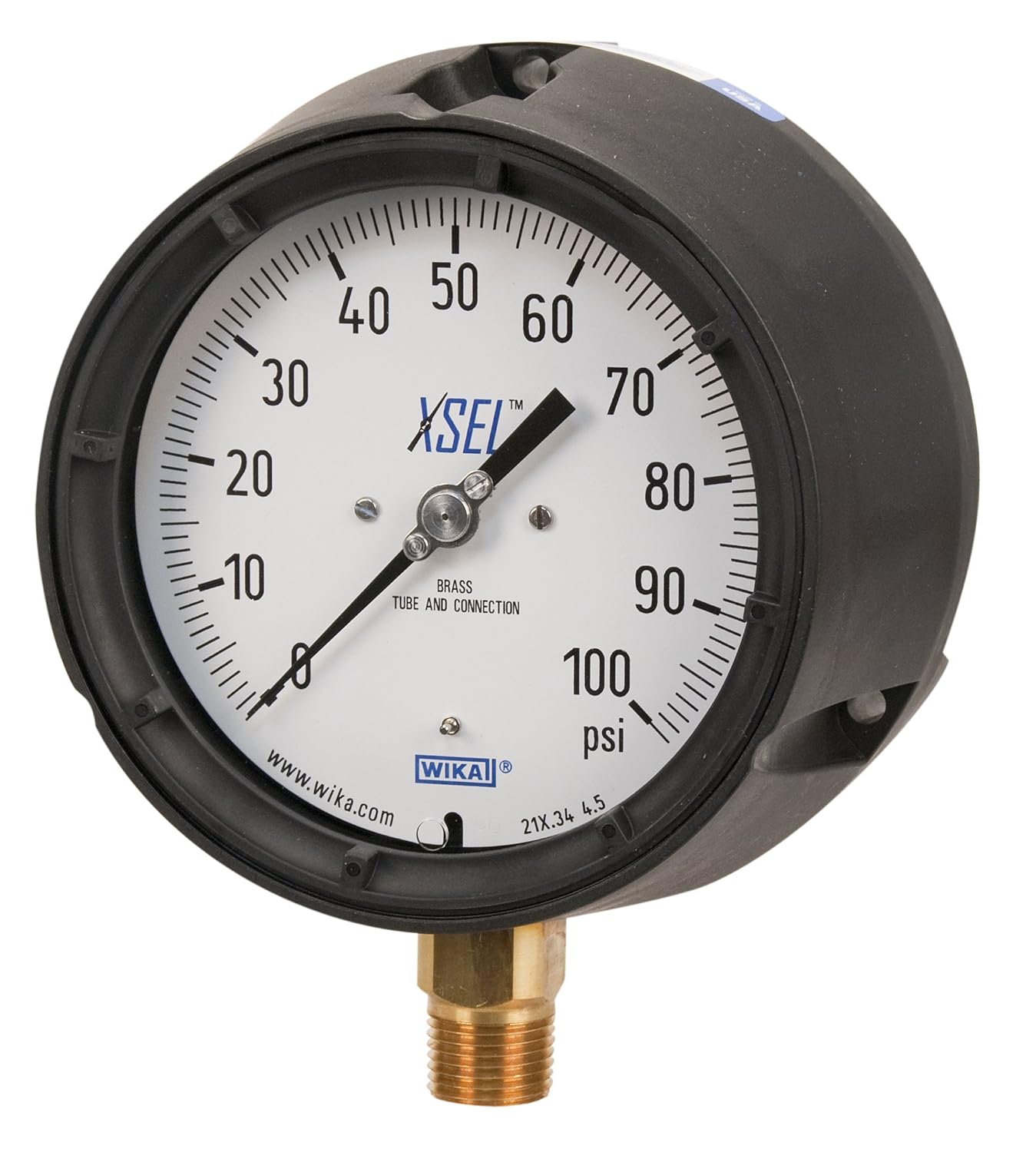 WIKA 9834354 Process Pressure Gauge, Dry-Filled, Copper Alloy Wetted ...