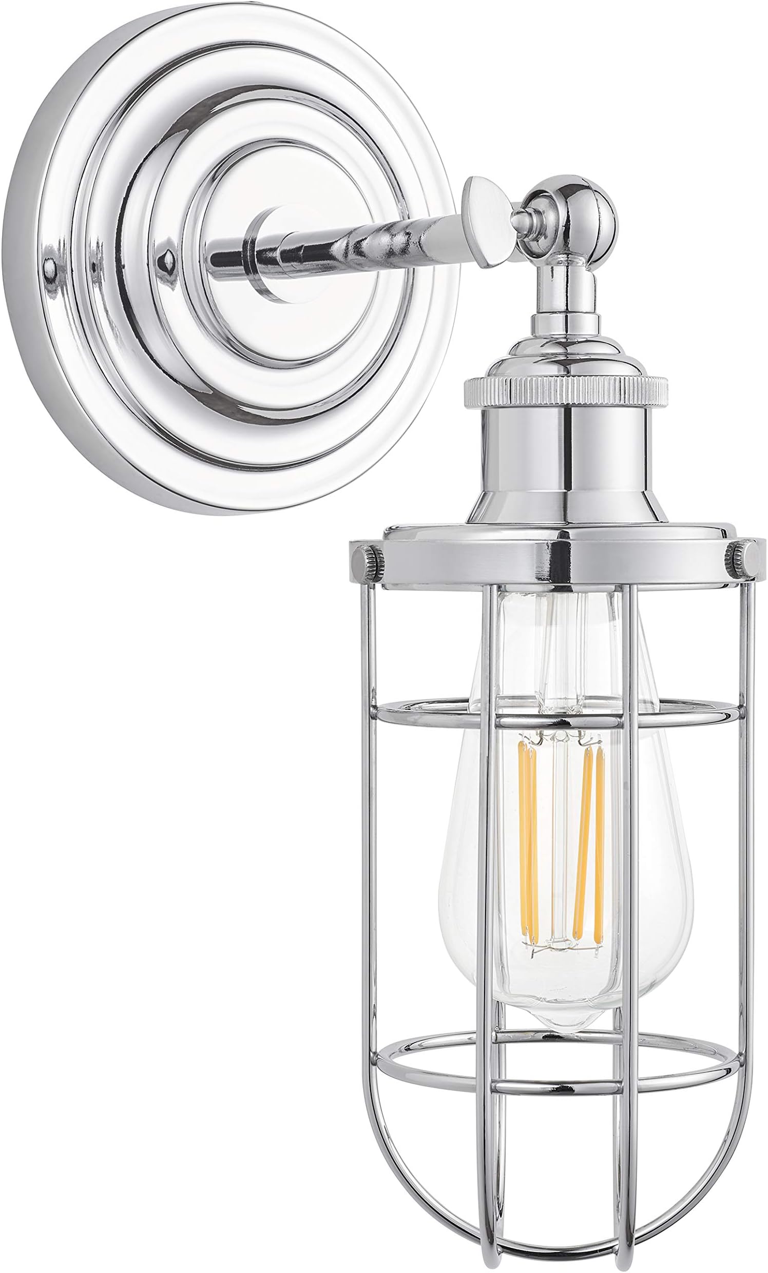 Linea di Liara Siena Chrome Industrial Wall Sconce Light Cage Lighting ...