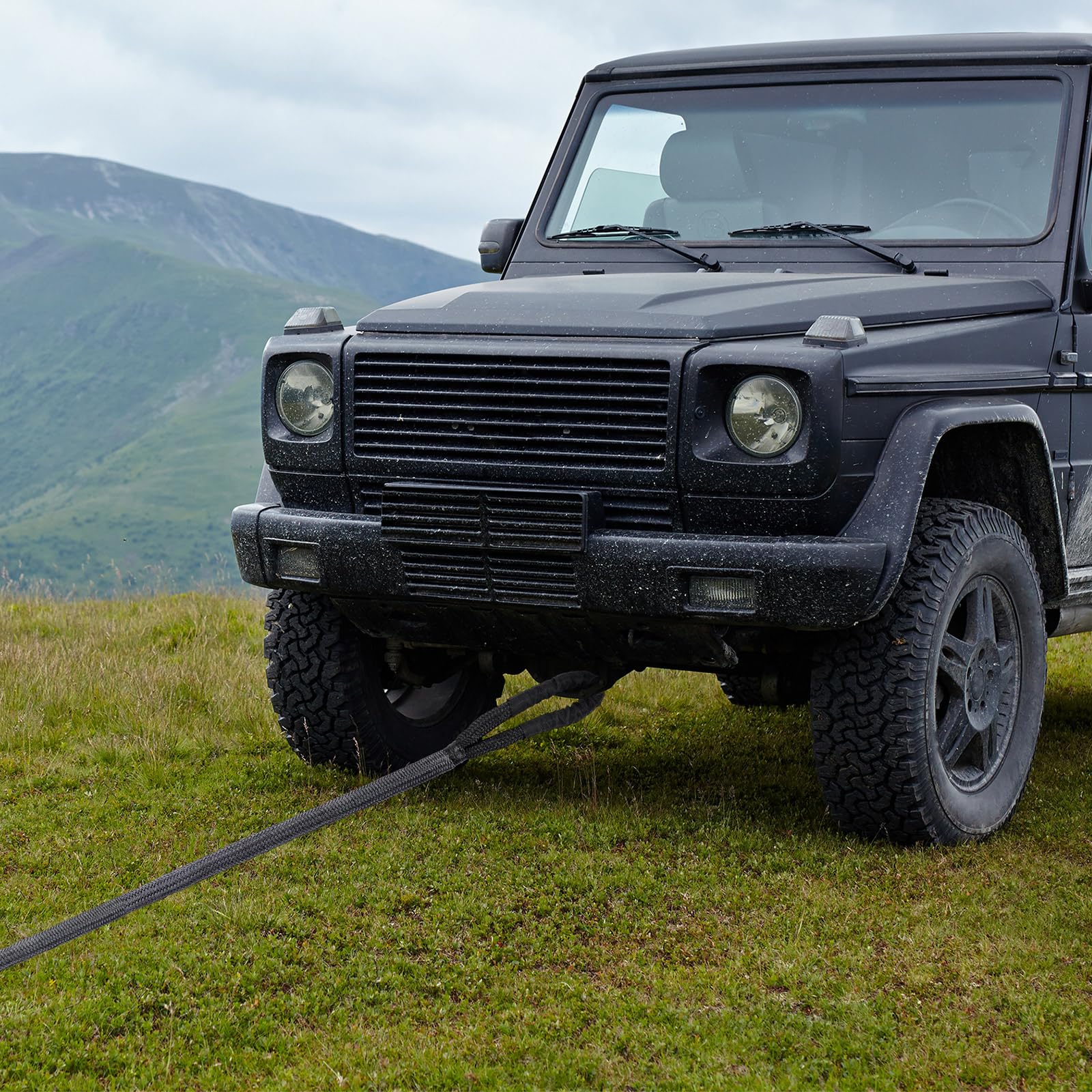 1" x 40ft Recovery Rope Gray Power Snatch Stretch Tow Strap Heavy Duty ...