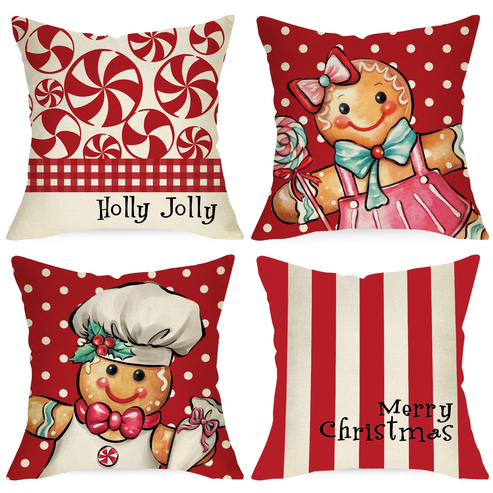 Amazon.com: Ussap Merry Christmas Gingerbread Man Decorative Throw ...