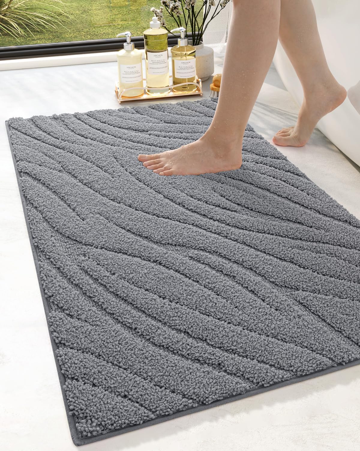 DEXI Bathroom Mat 17"x30", Non Slip Bath Rug with TPR Backing ...