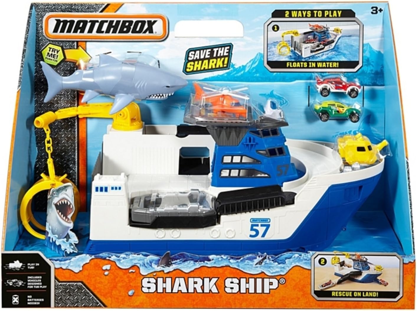 Matchbox Shark Ship Flota en agua y rescate en tierra : Amazon.com.mx ...