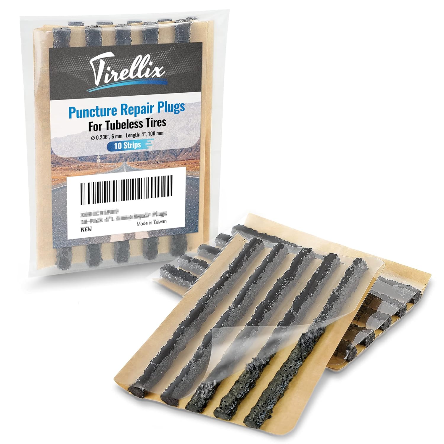 Tirellix Tire Plugs Heavy Duty (4", 10 Pack) - ⌀1/4" (6mm) Tubeless ...