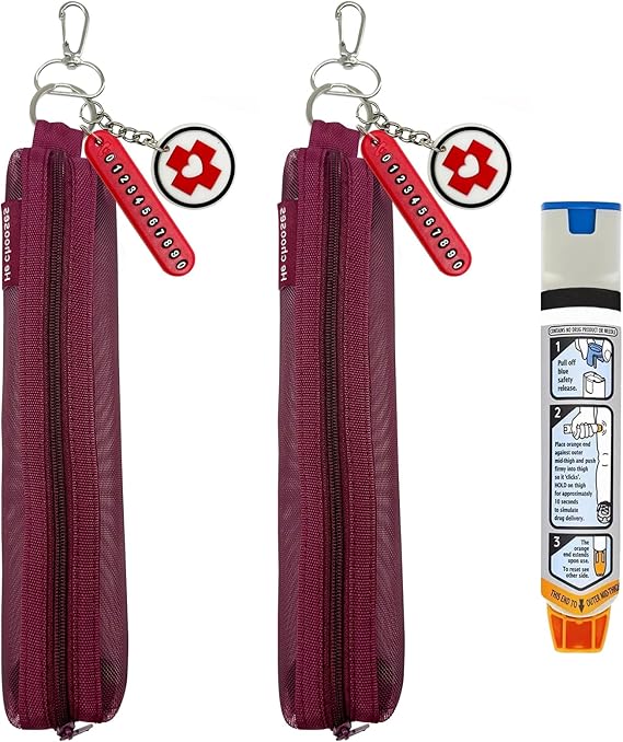 Okueejur 2 Packs Mini Red Mesh Epi Pens Carrying Case - Convenient ...