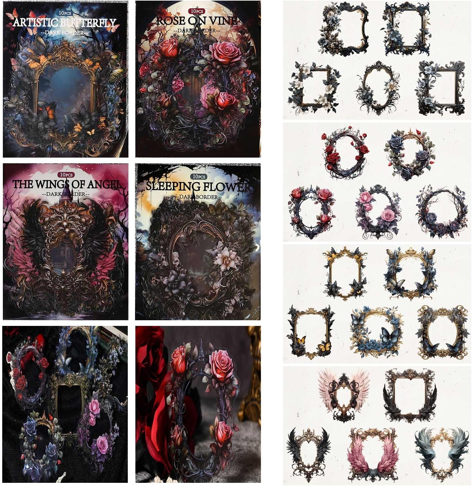 Amazon.com: RVlensJoy 80 Pcs Mist Theme Gothic Scrapbook Stickers for ...