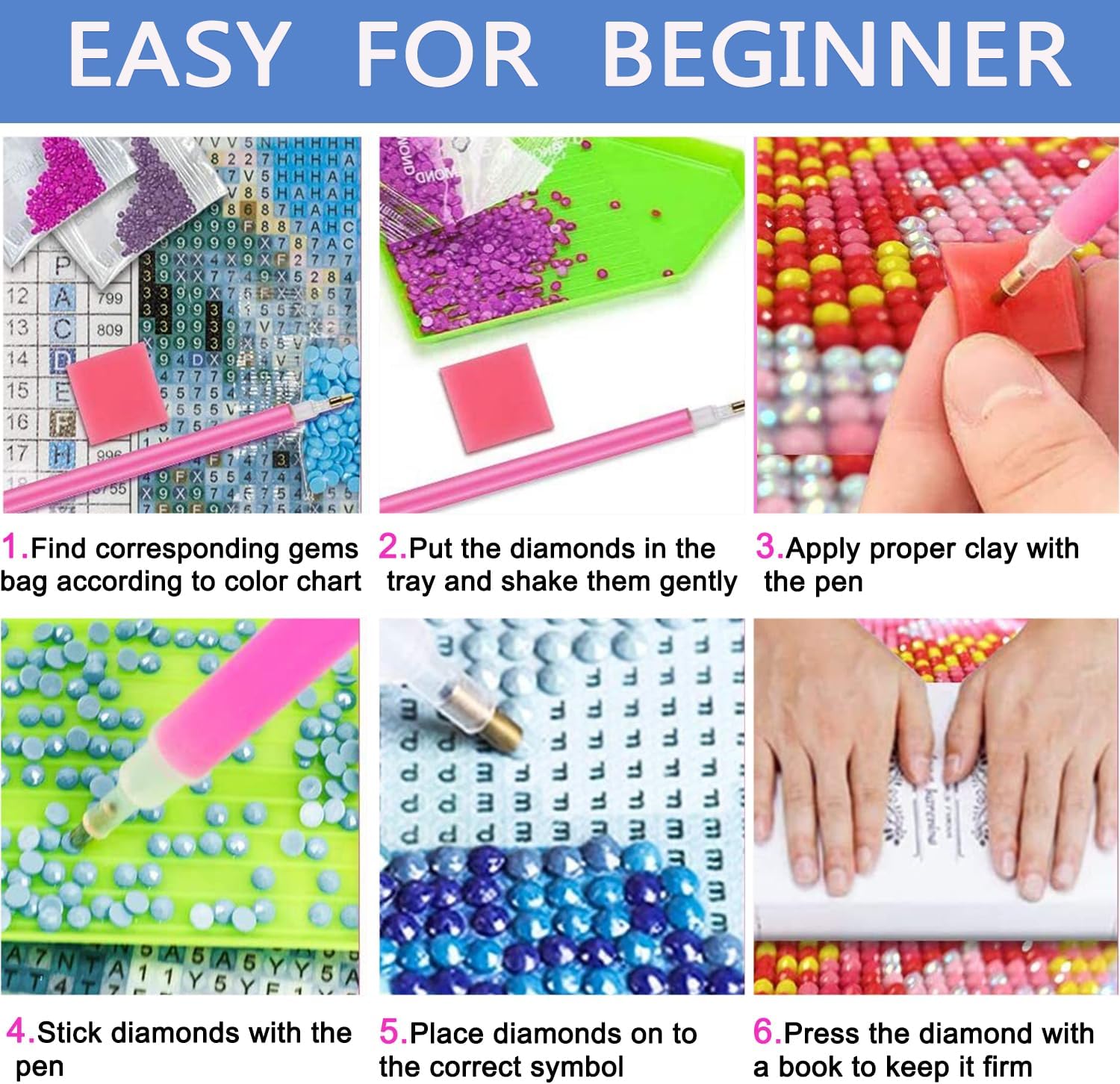 Liccyy Paquete de 4 kits de pintura de diamantes 5D para adultos, niños ...