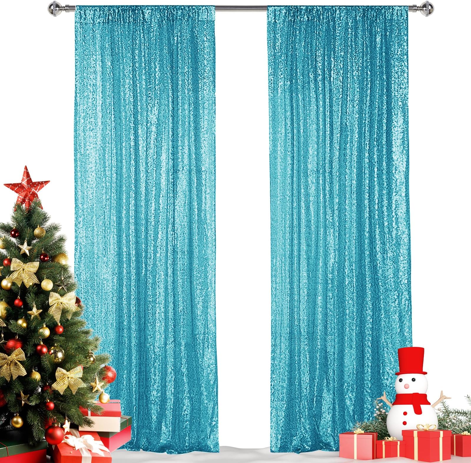 Amazon.com : SFN SKY 10ft x10ft Aqua Blue Metallic Shiny Spandex ...