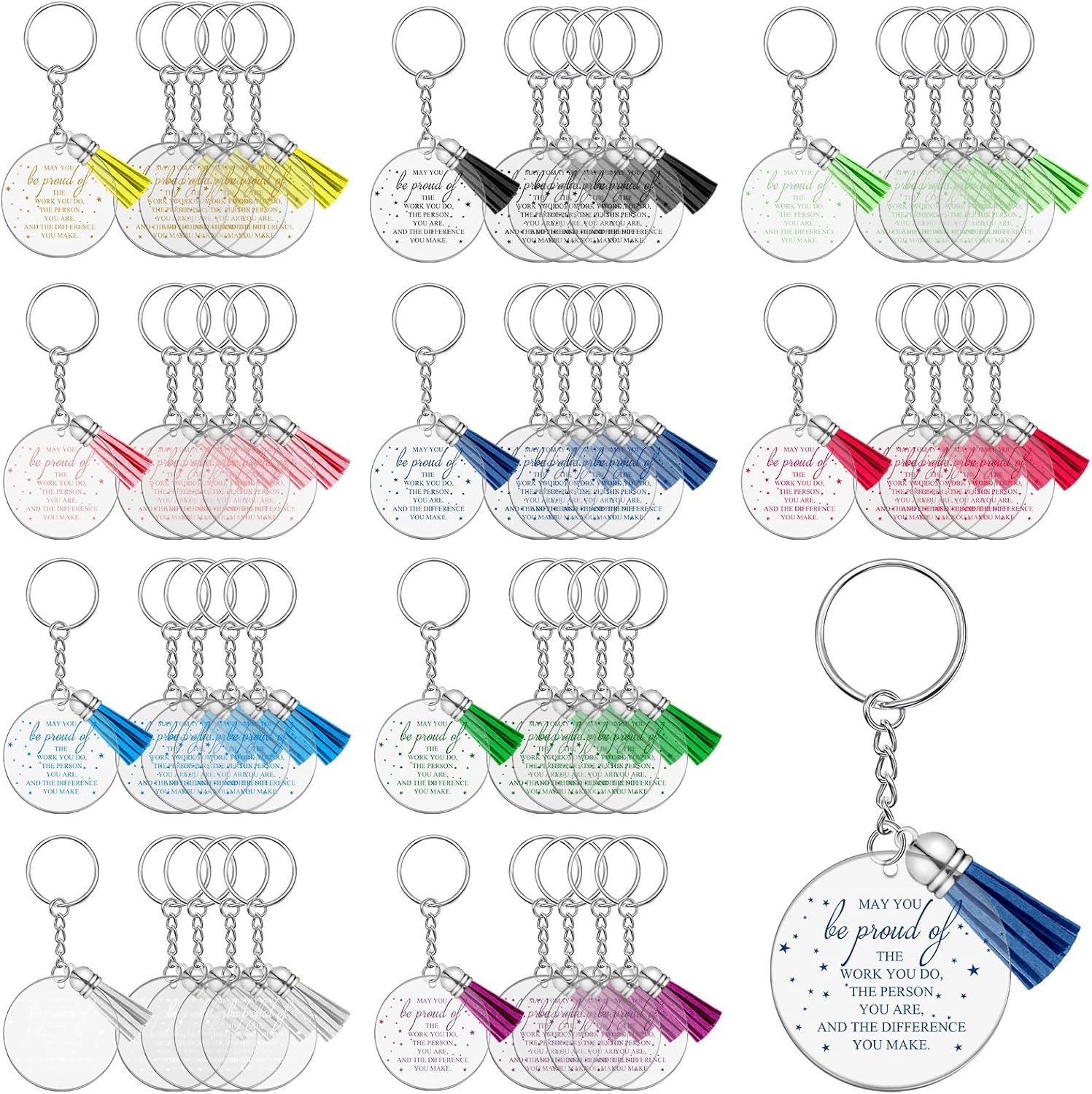 Amazon.com: Unittype 100 Pcs Inspirational Acrylic Keychain with Tassel ...