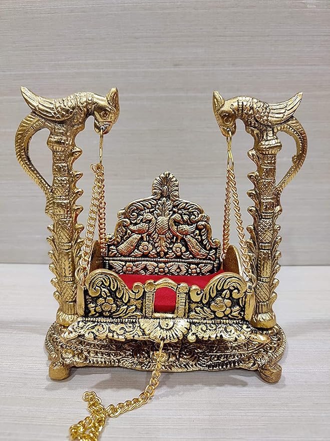 Buy RAAVEE Gifts Gold Metal Handicraft Pooja Jhula | Swing | Palana ...