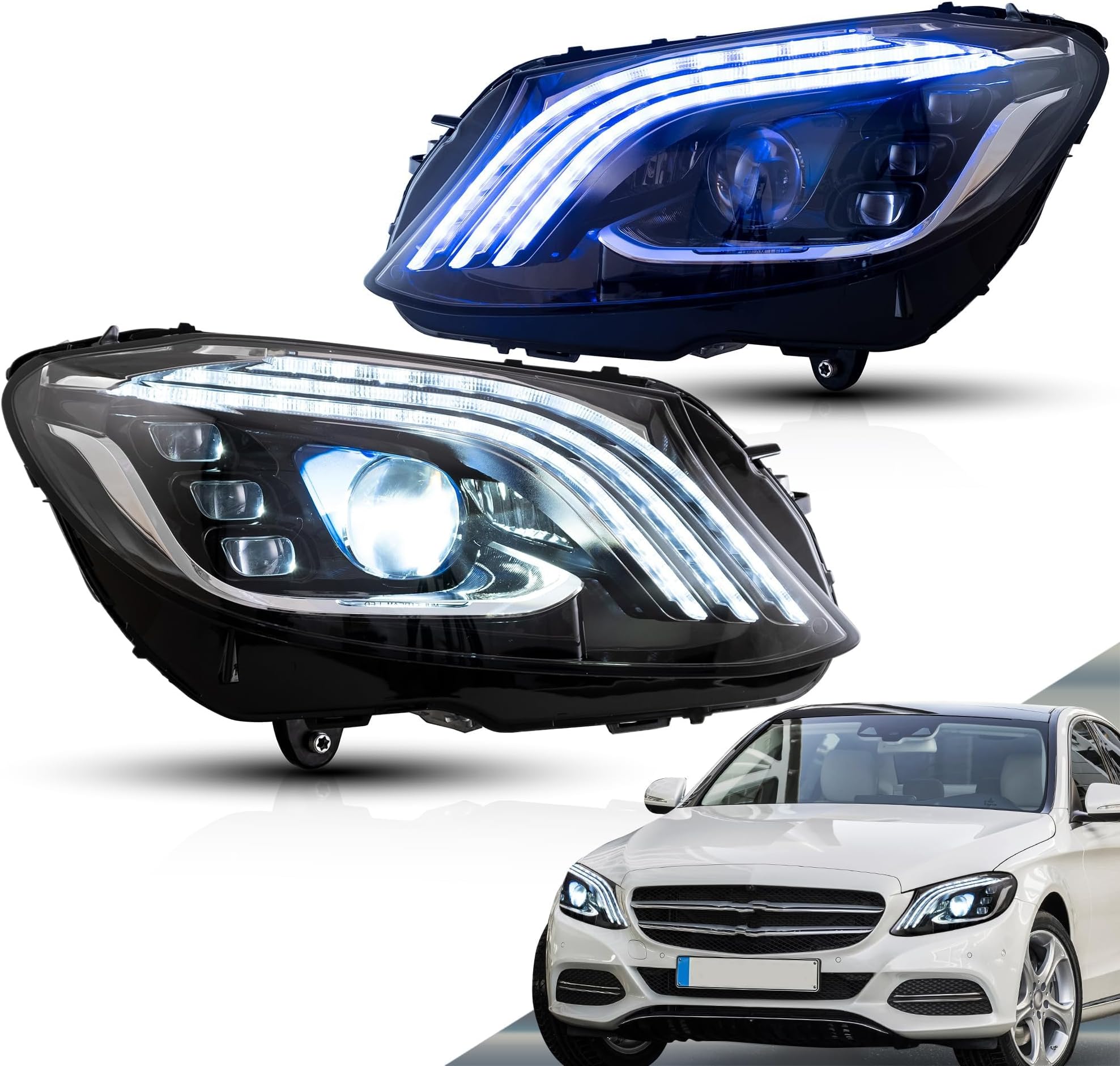 Amazon.com: VLAND Projector Headlights Compatible with C-C Class W205 ...