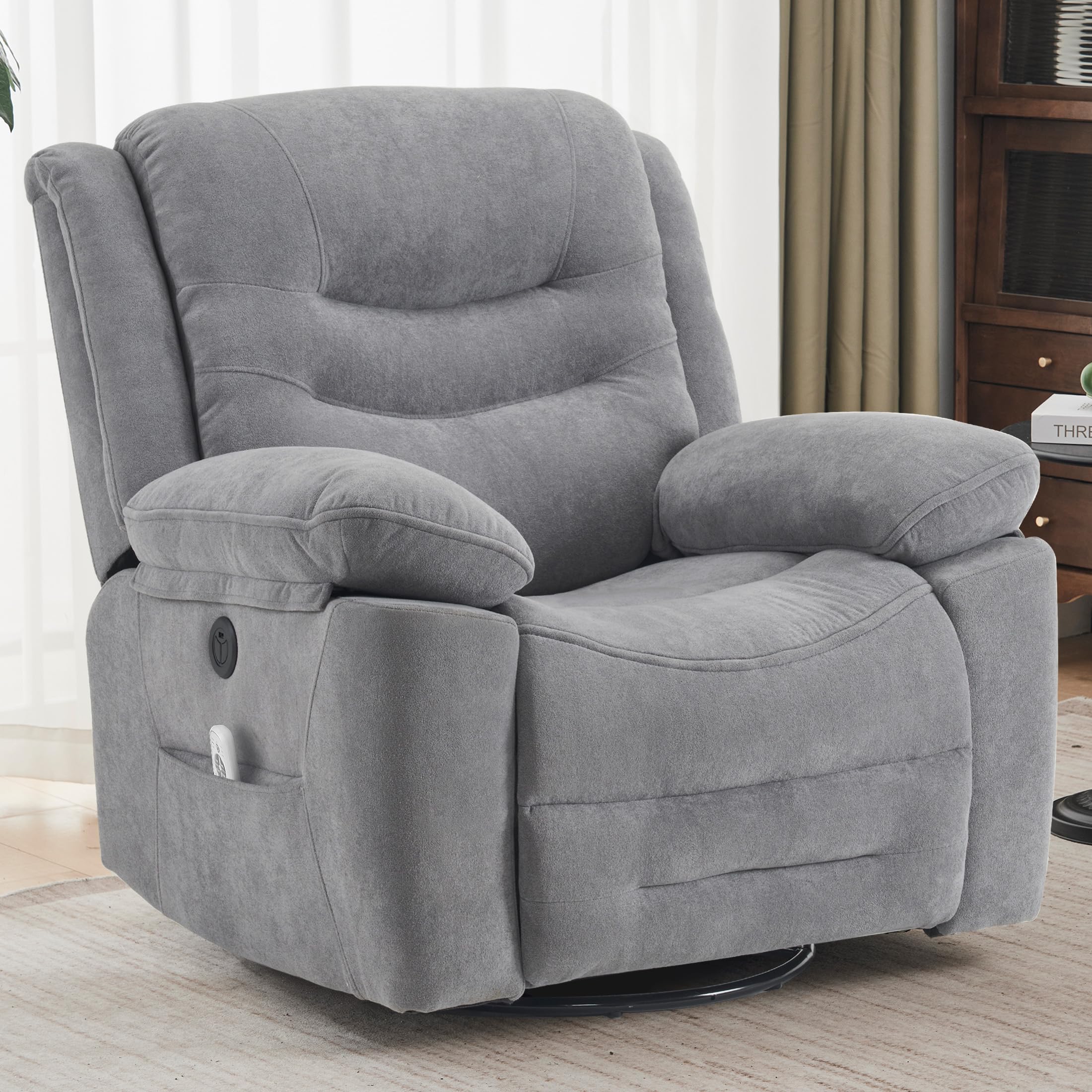 Amazon.com: Ketaiyou Power Swivel Rocker Recliner with Massage and Heat ...