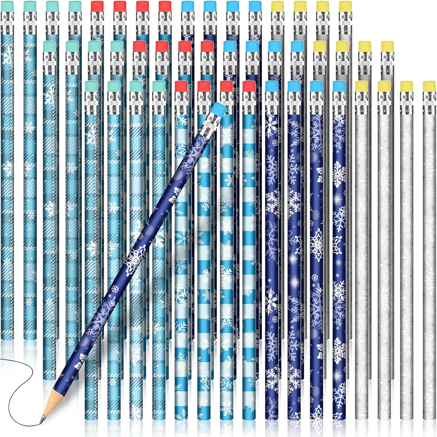 Amazon.com : Sherr 36 Pieces Snowflake Pencils Bulk Winter Frozen ...