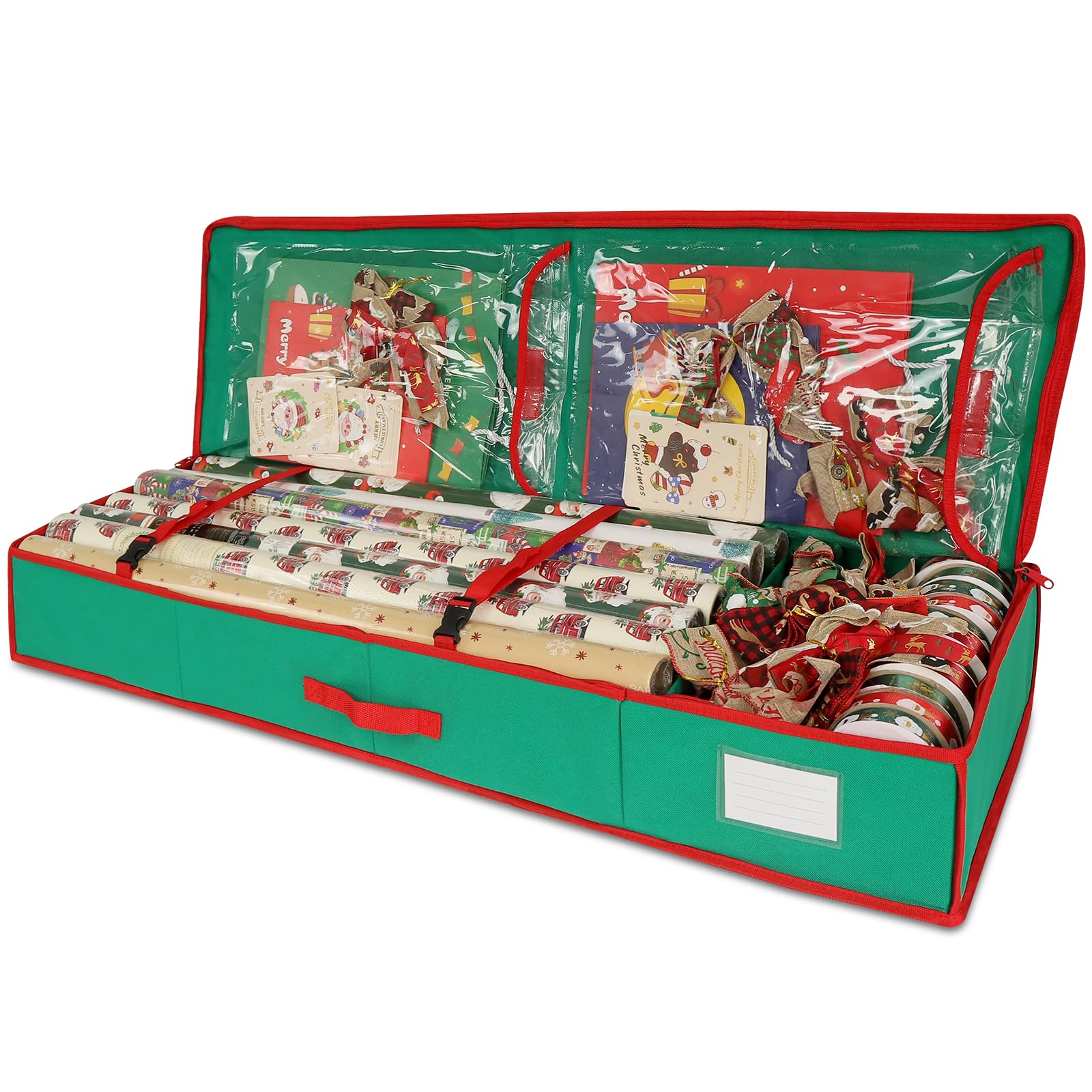 Amazon.com: bruwaa Christmas Wrapping Paper Organizer Storage Bag ...